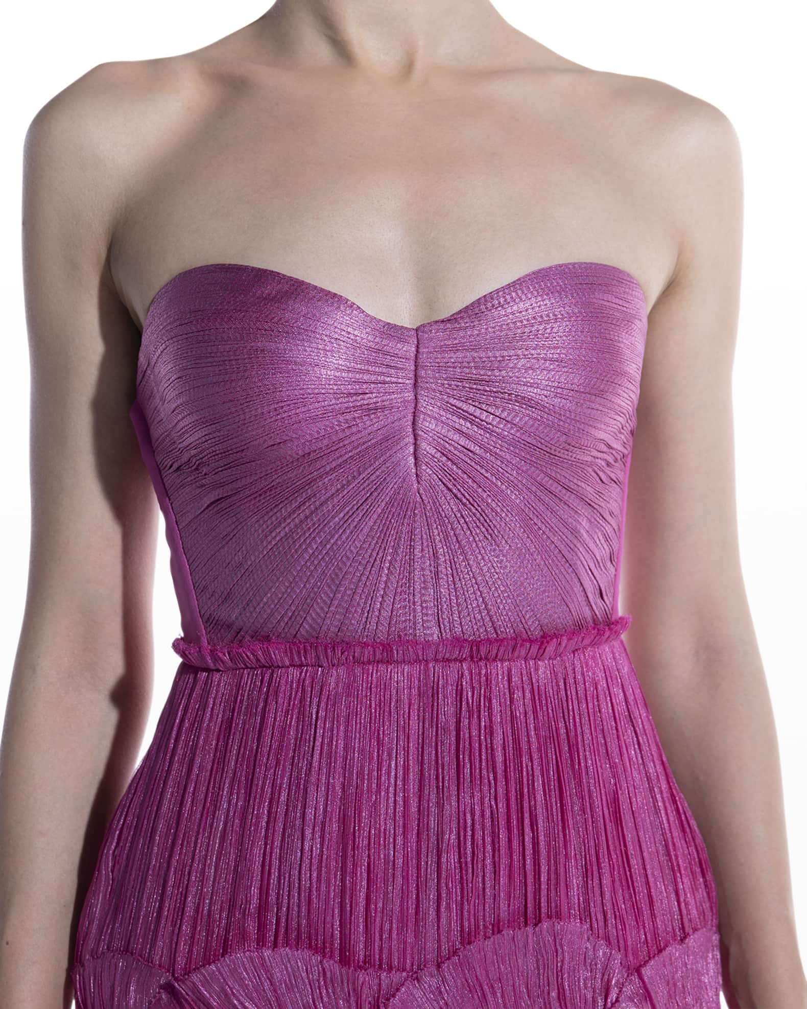 Maria Lucia Hohan Frances Strapless Ruffle Metallic Plisse Gown ...