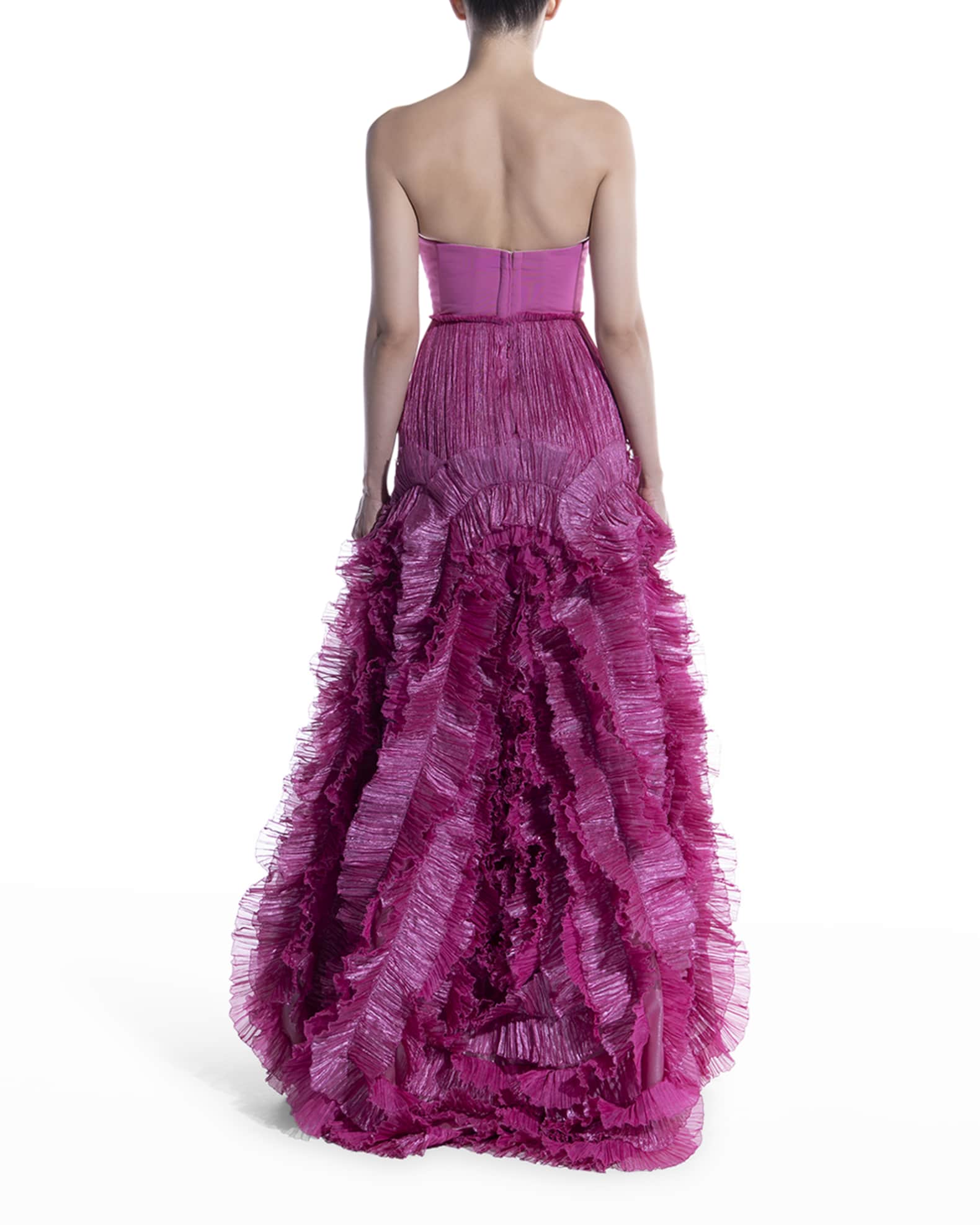 Maria Lucia Hohan Frances Strapless Ruffle Metallic Plisse Gown ...