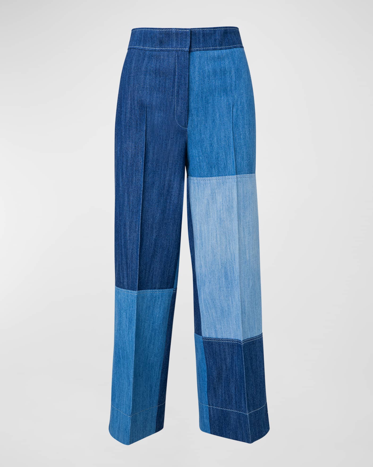 Akris punto Chieko Colorblock Denim Pants | Neiman Marcus
