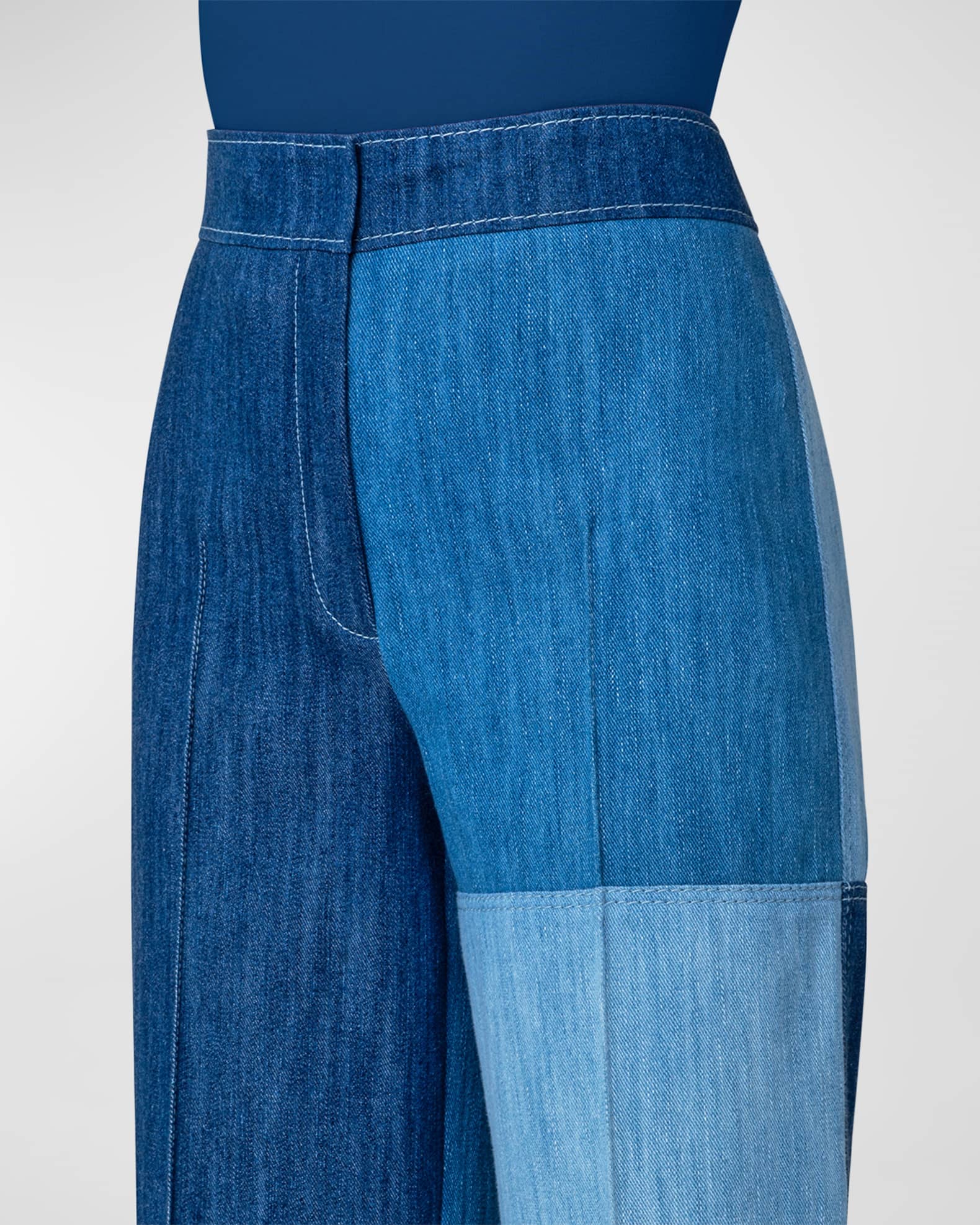 Akris punto Chieko Colorblock Denim Pants | Neiman Marcus
