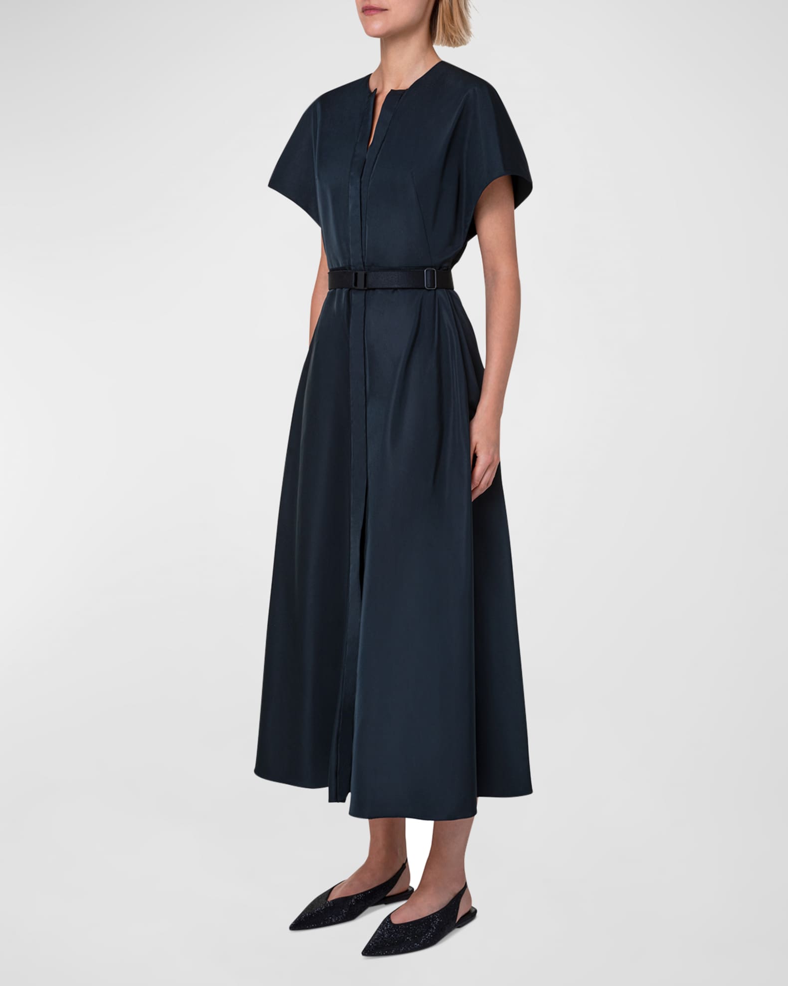 Akris punto Belted Kimono Midi Dress | Neiman Marcus