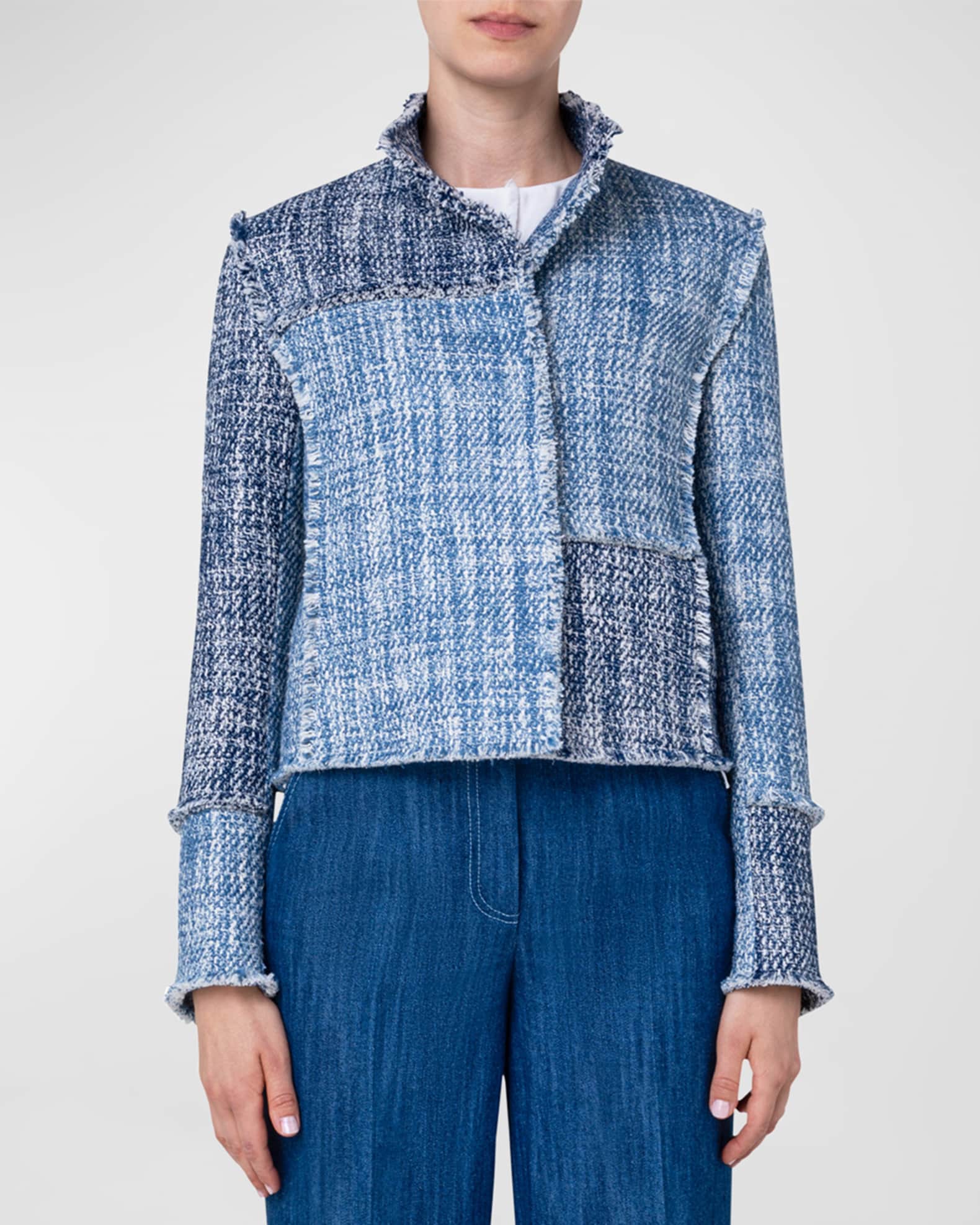 Akris punto Patchwork Denim Tweed Jacket | Neiman Marcus