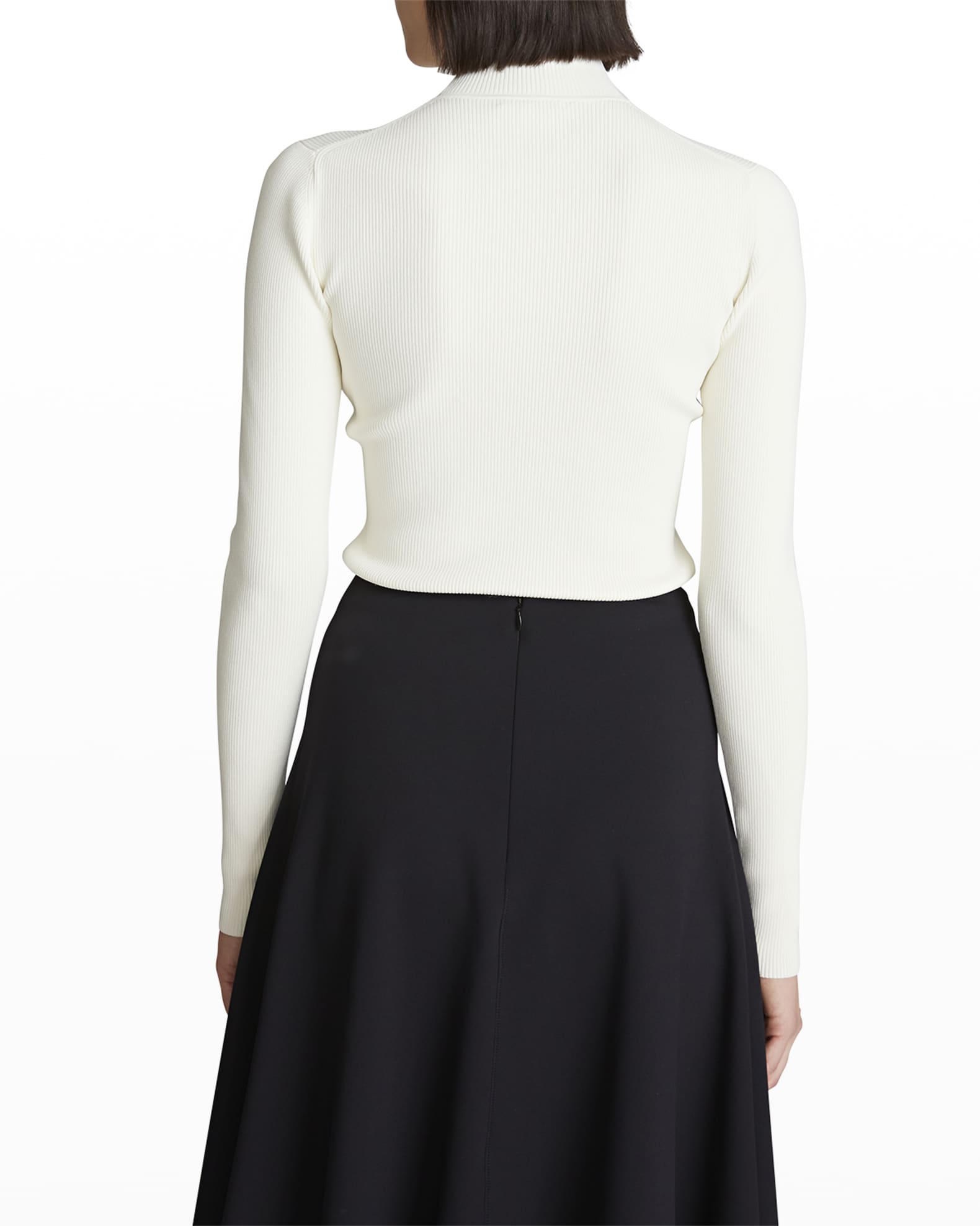 Halston Ty Rib-Knit Turtleneck Pullover | Neiman Marcus
