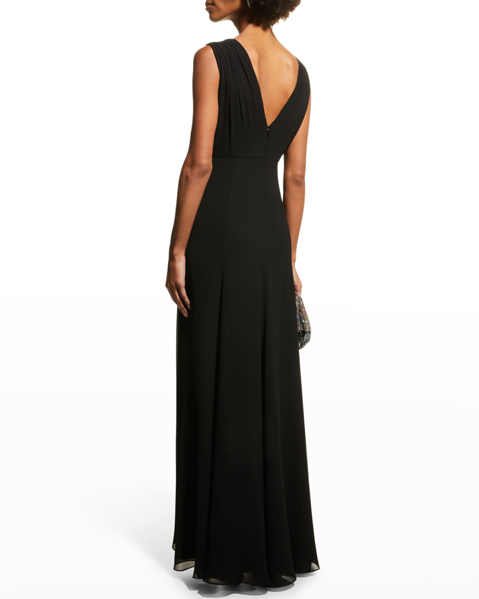 Badgley Mischka Collection Draped Knot-Front Gown | Neiman Marcus