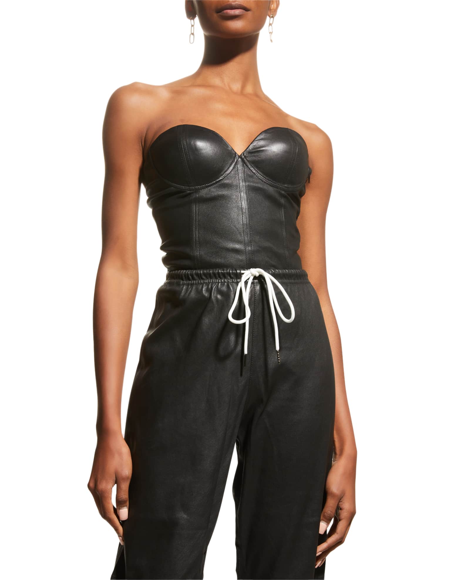 SPRWMN Structured Leather Corset Top | Neiman Marcus