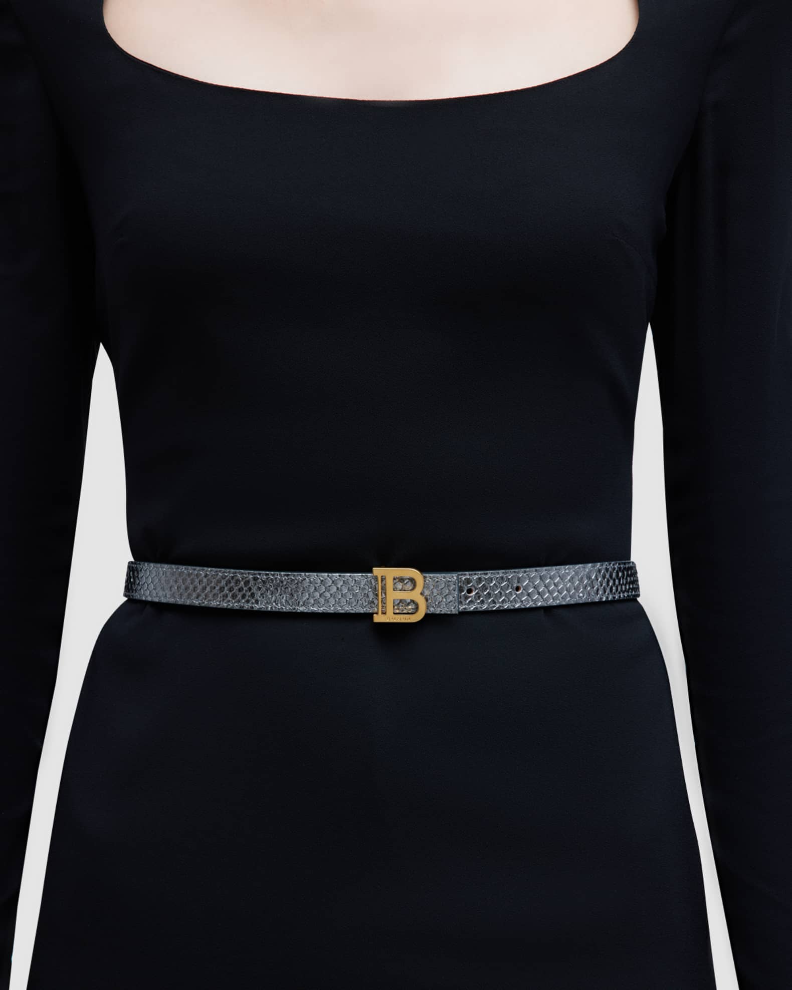 Balmain Python Print Leather Belt | Neiman Marcus