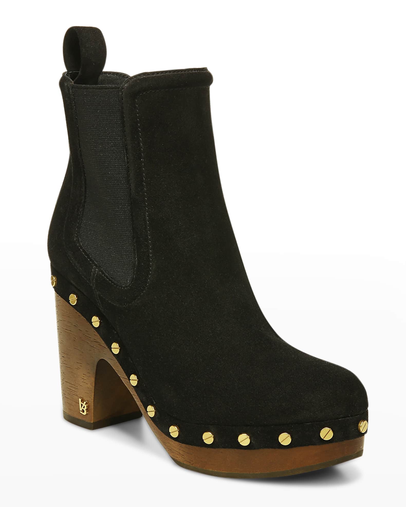 Veronica Beard Decker Suede Chelsea Clog Booties | Neiman Marcus