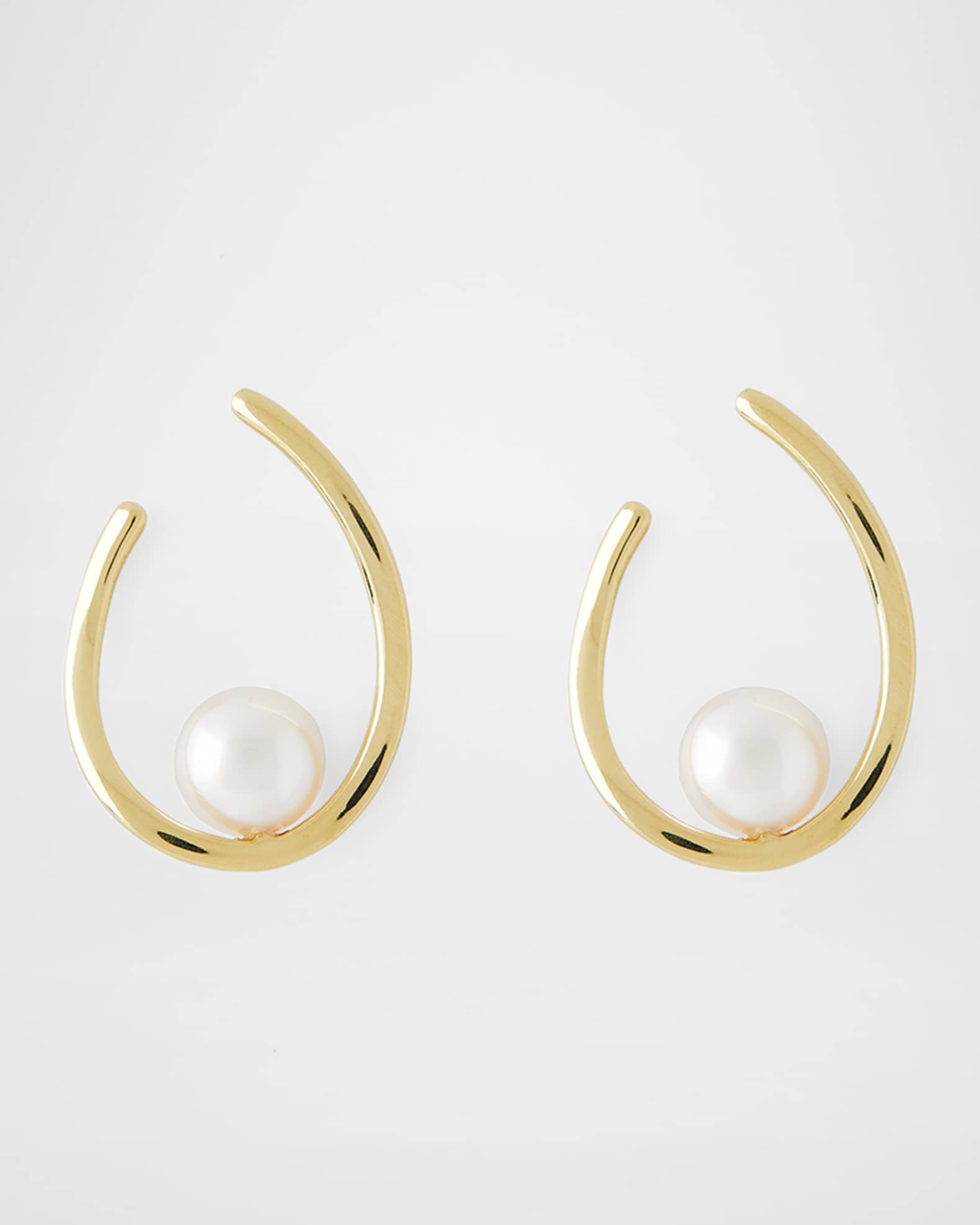 Pearls By Shari 18K Yellow Gold 8mm Akoya Pearl Hoop Earrings | Neiman Marcus