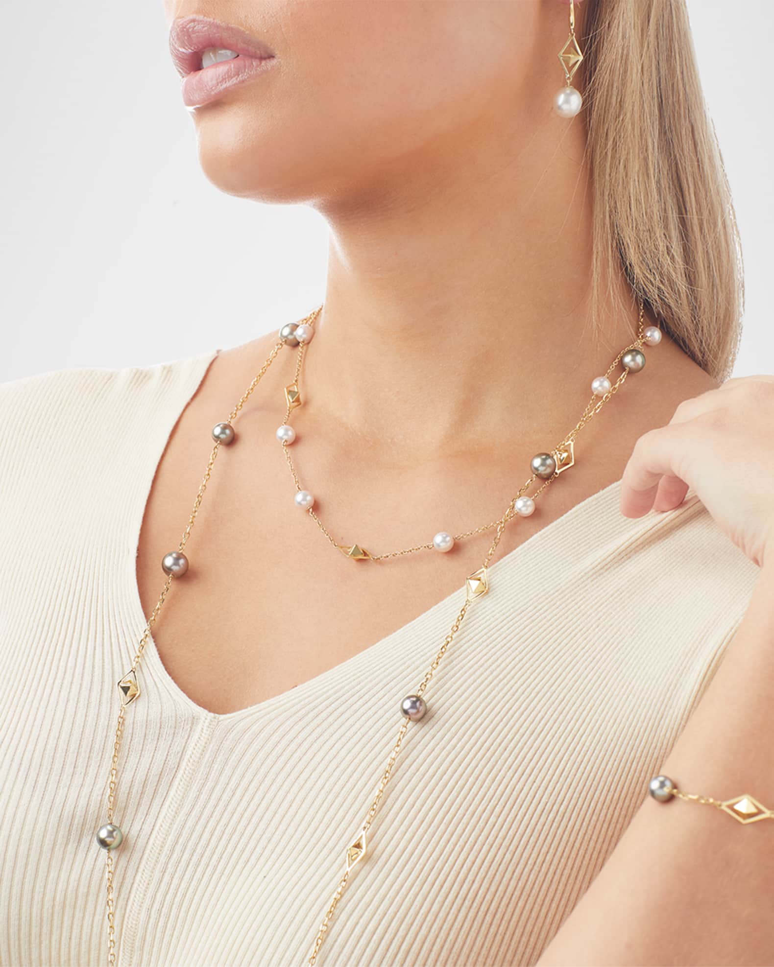 Pearls By Shari 18K Yellow Gold Cube and 10mm South Sea Pearl Hook ...