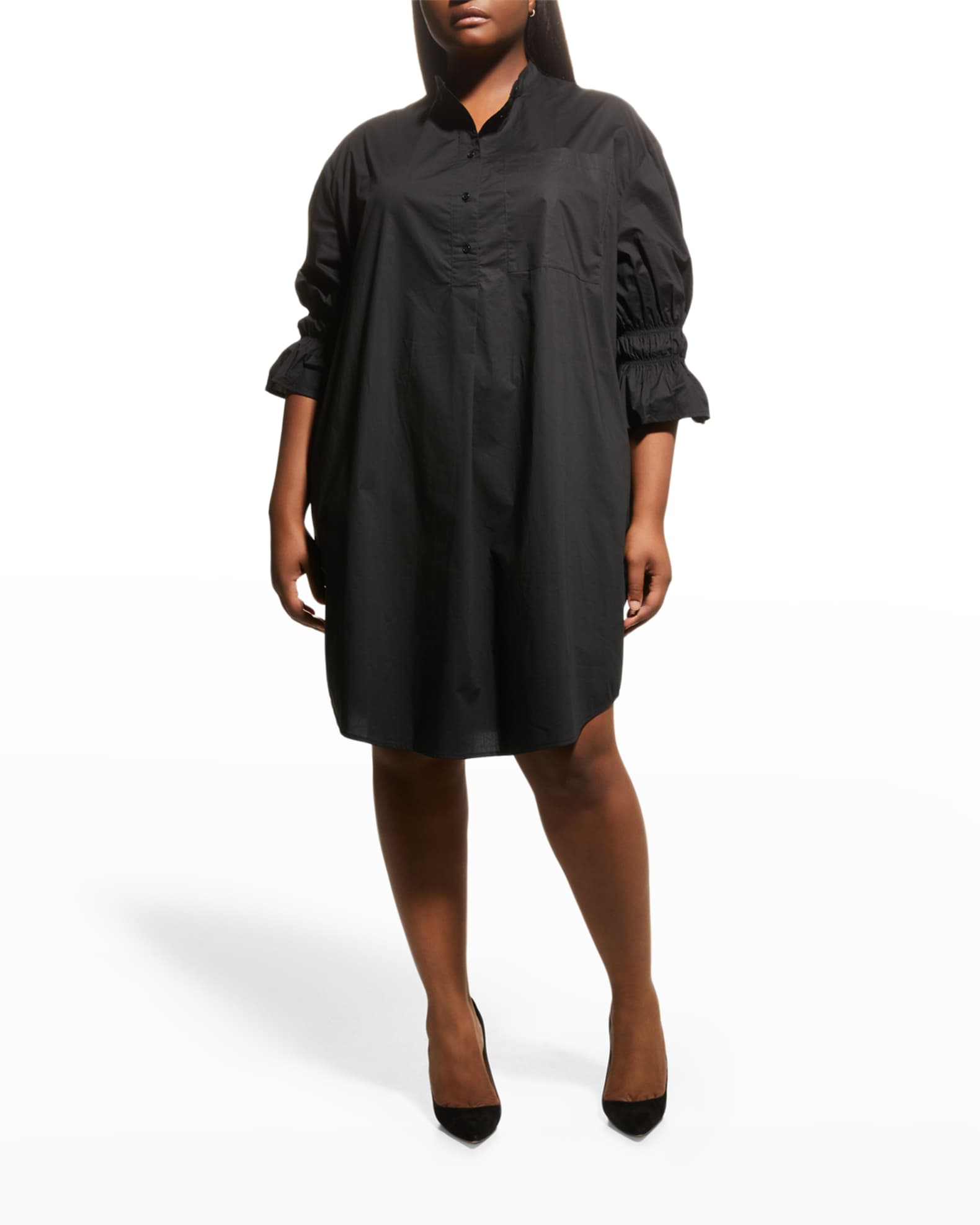 Whitney Morgan Plus Size 3 4 Sleeve Poplin Shirtdress Neiman Marcus