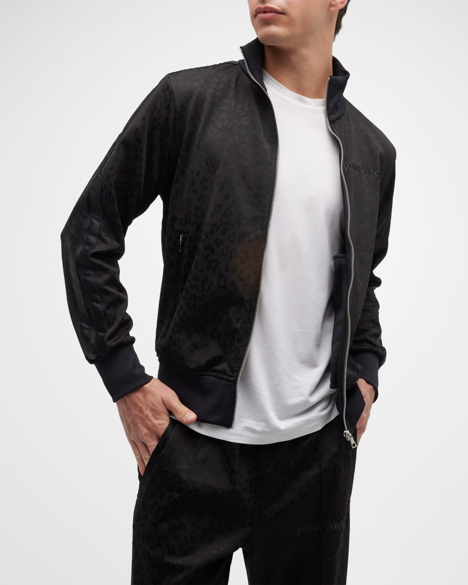 Palm Angels Men's Tuxedo Leopard Track Jacket | Neiman Marcus