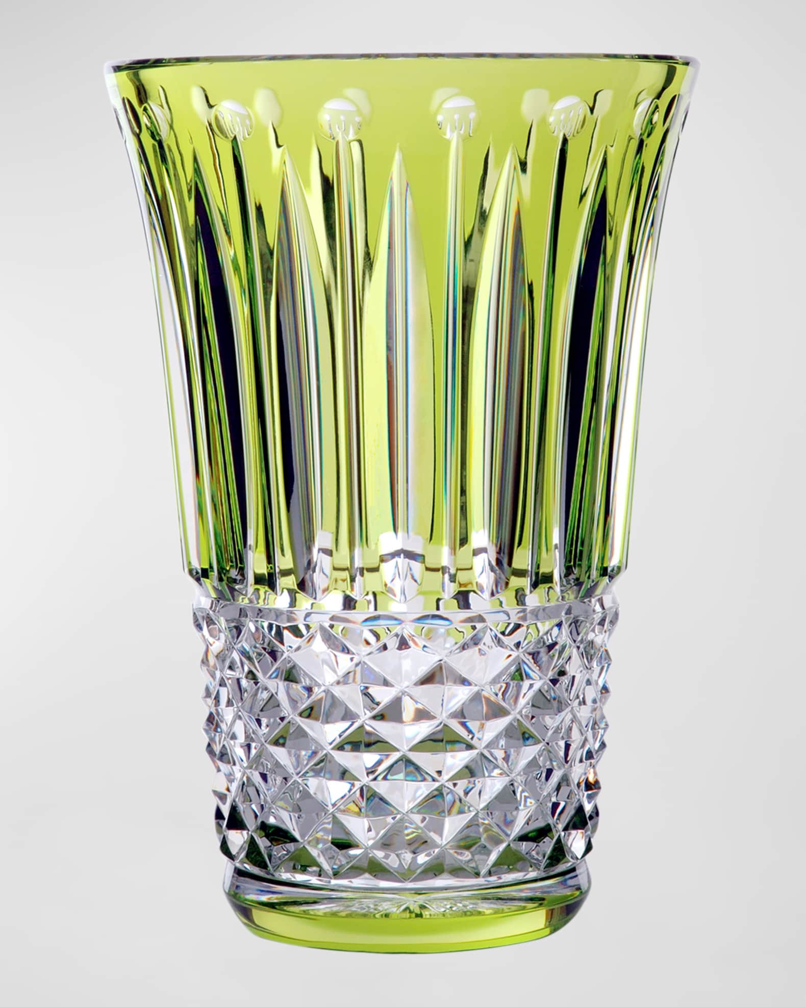 Saint Louis Crystal Tommyssimo Chartreuse Green Vase | Neiman Marcus