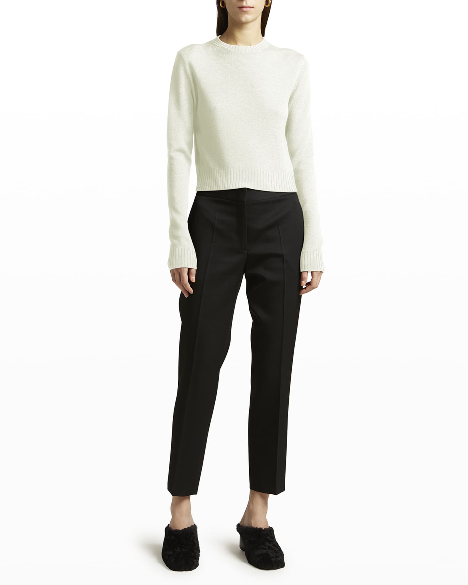 Jil Sander Long-Sleeve Wool Crop Sweater | Neiman Marcus