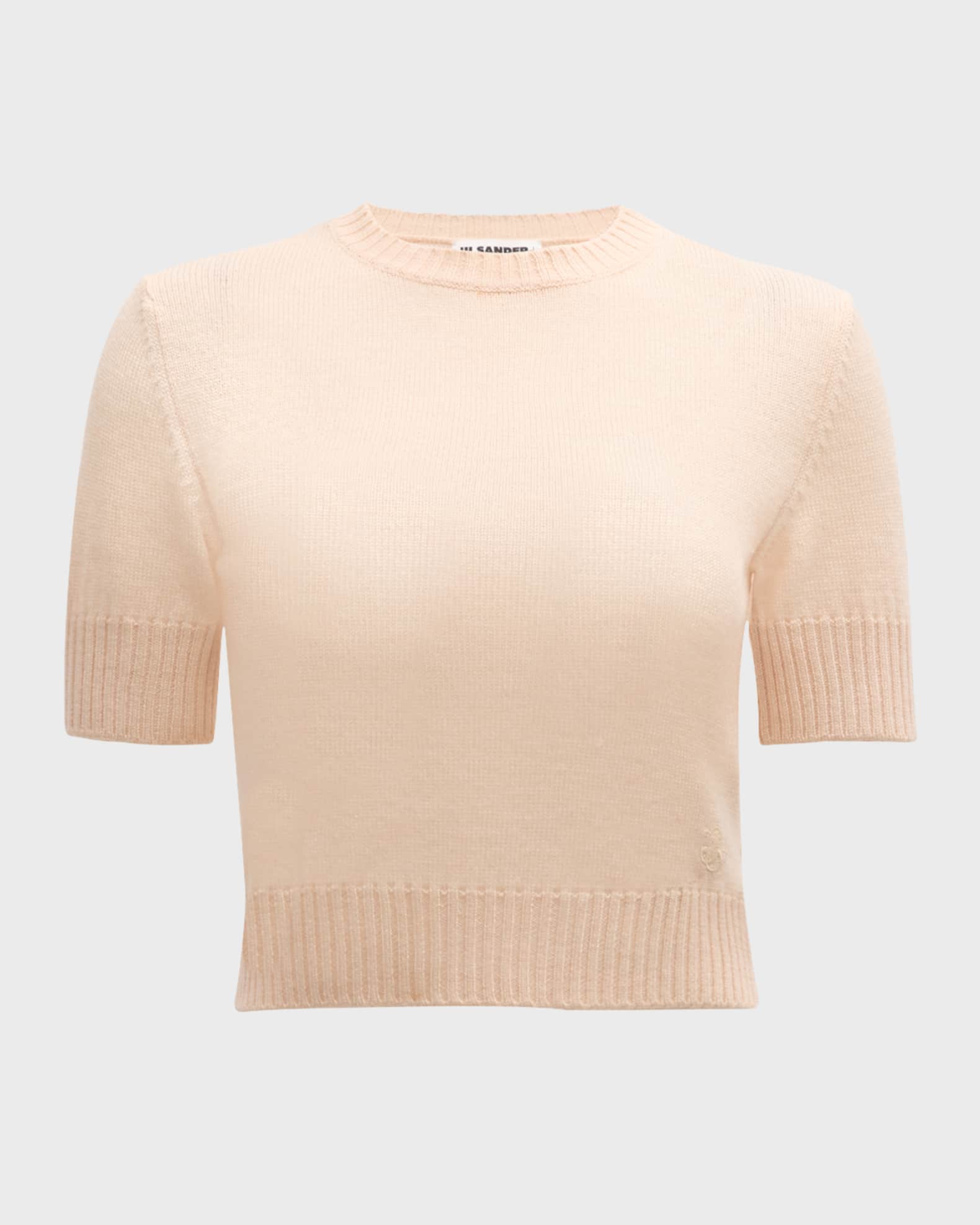 Jil Sander Short-Sleeve Wool Crop Sweater | Neiman Marcus