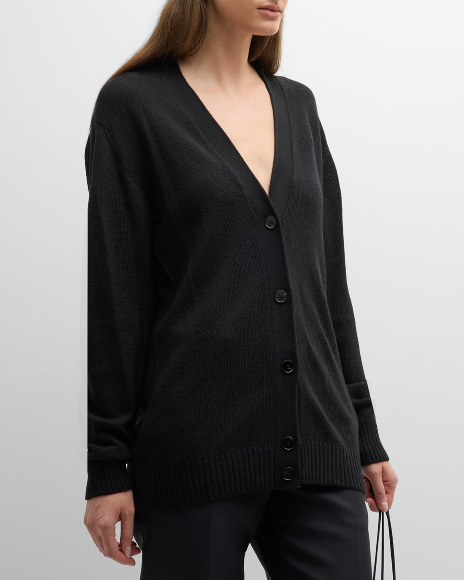 Jil Sander V-Neck Wool Cardigan | Neiman Marcus