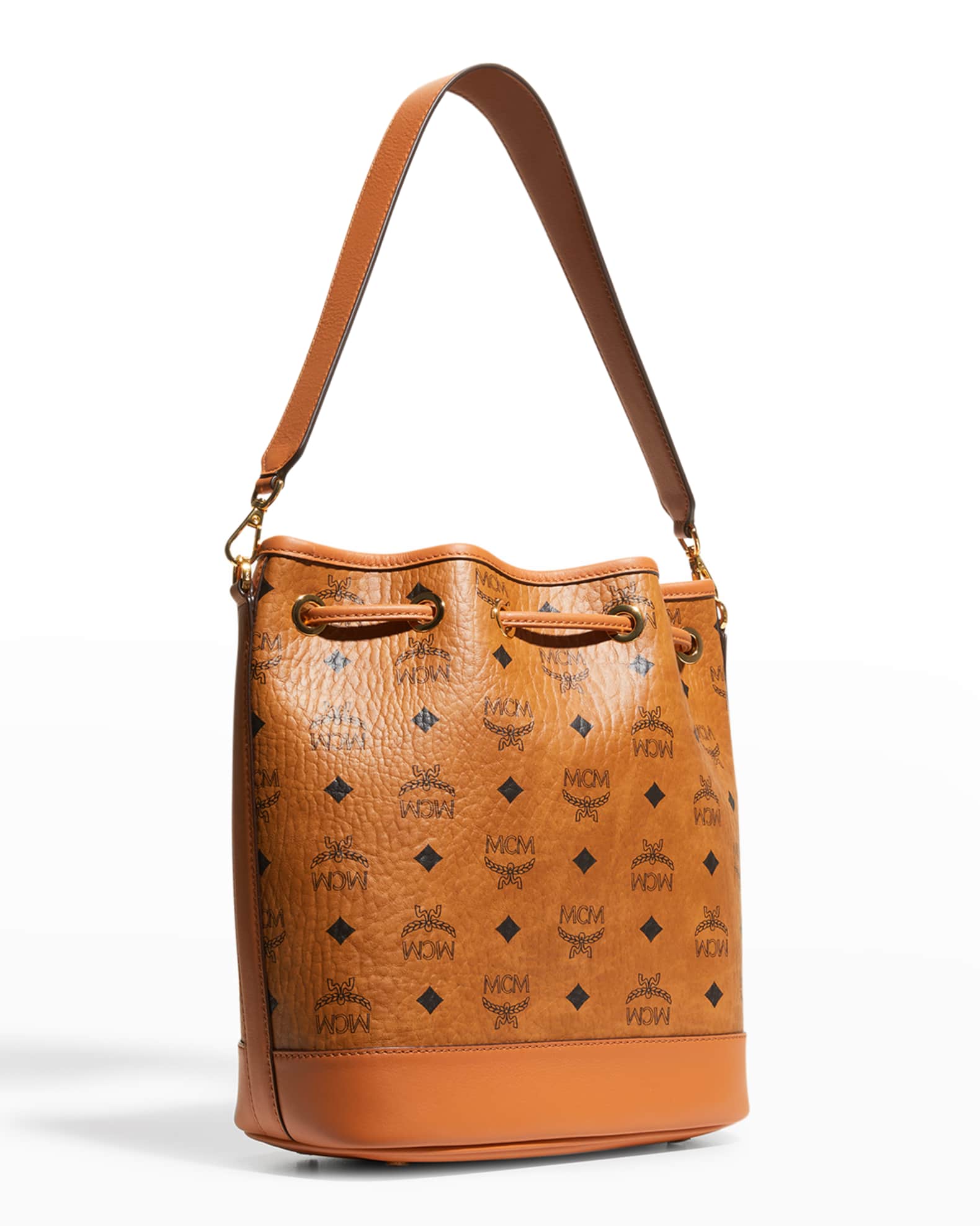 MCM Dessau Medium Monogram Drawstring Bucket Bag | Neiman Marcus
