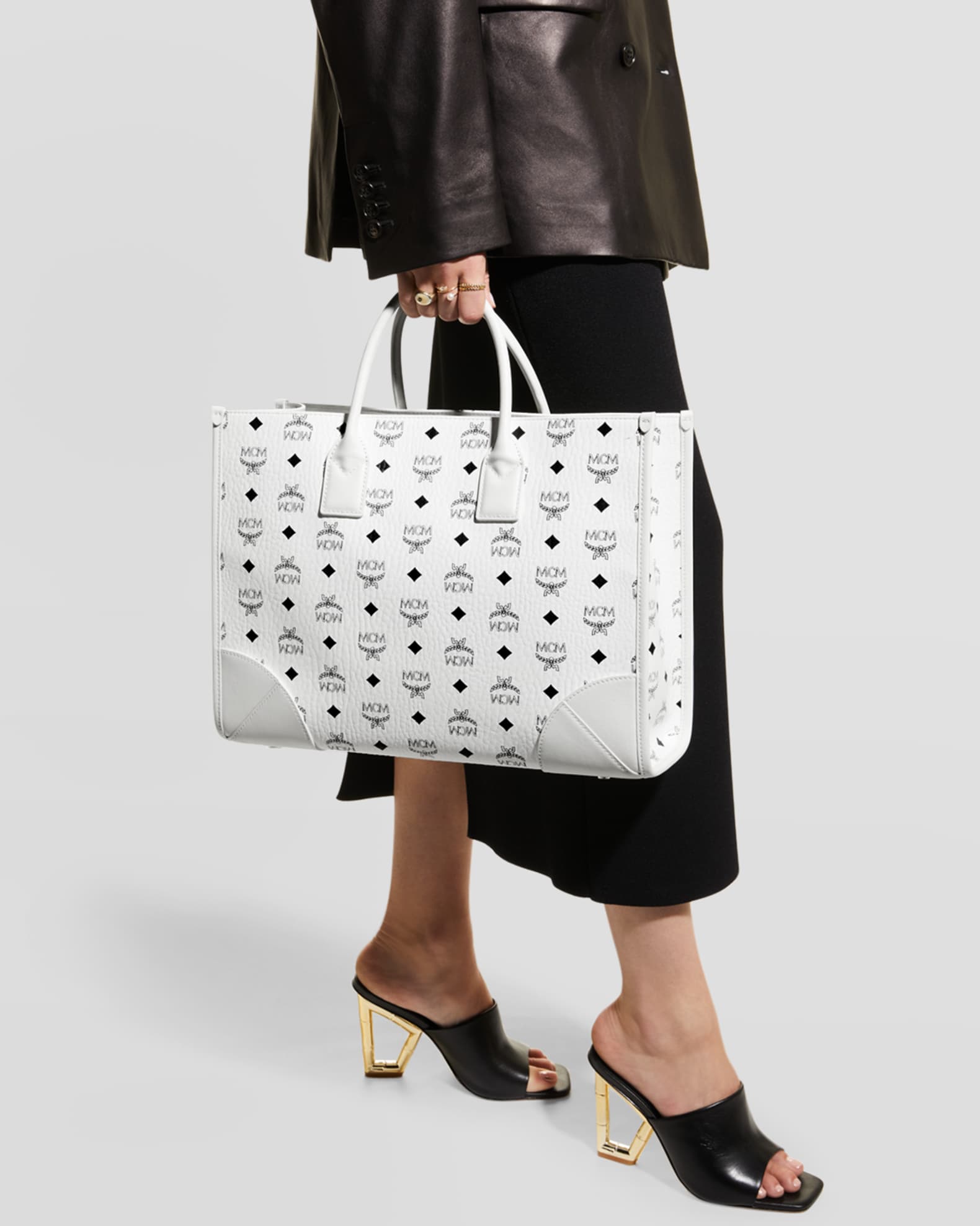 MCM Munchen Large Monogram Tote Bag | Neiman Marcus