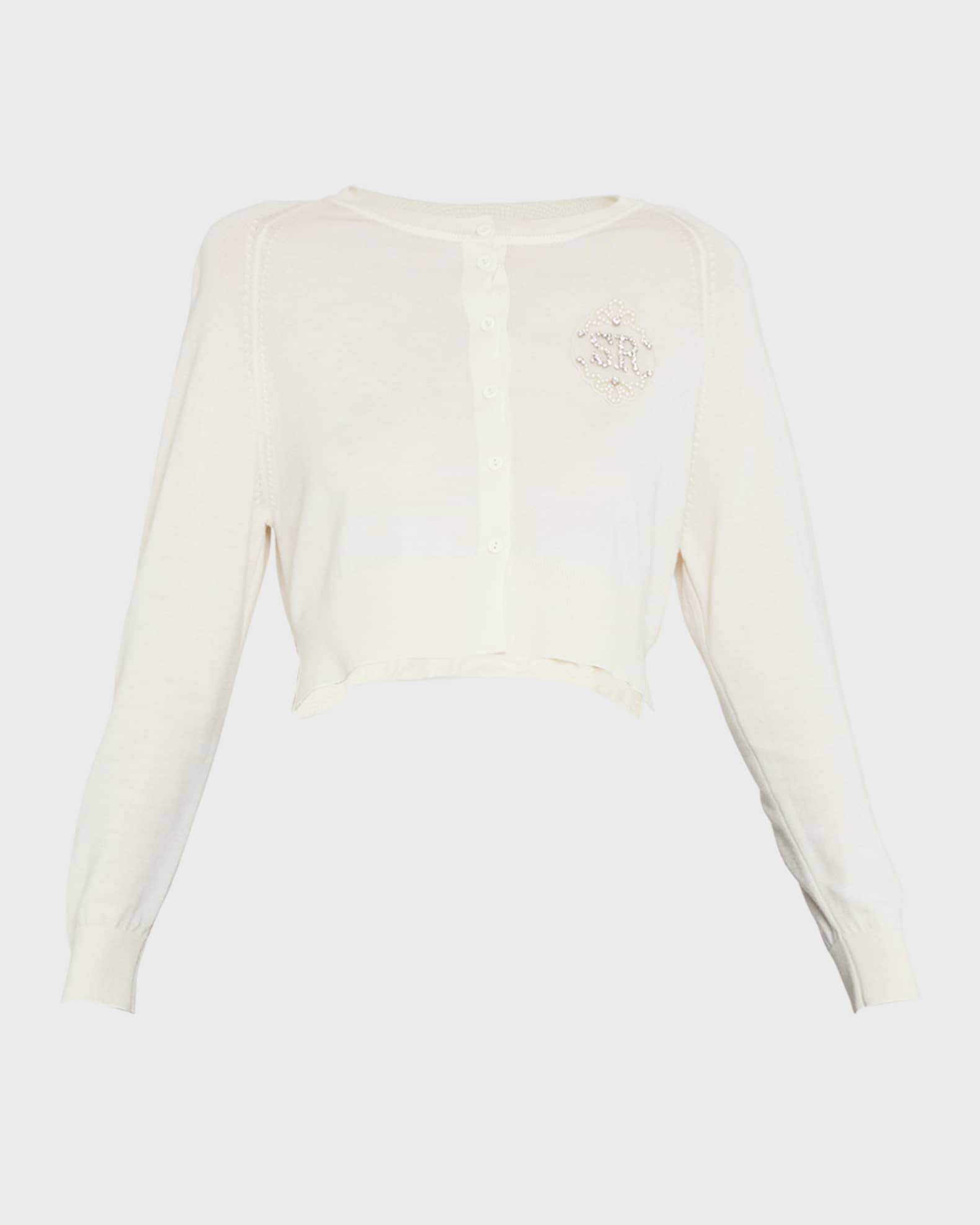 Simone Rocha Bead-Embellished Wool Crop Cardigan | Neiman Marcus