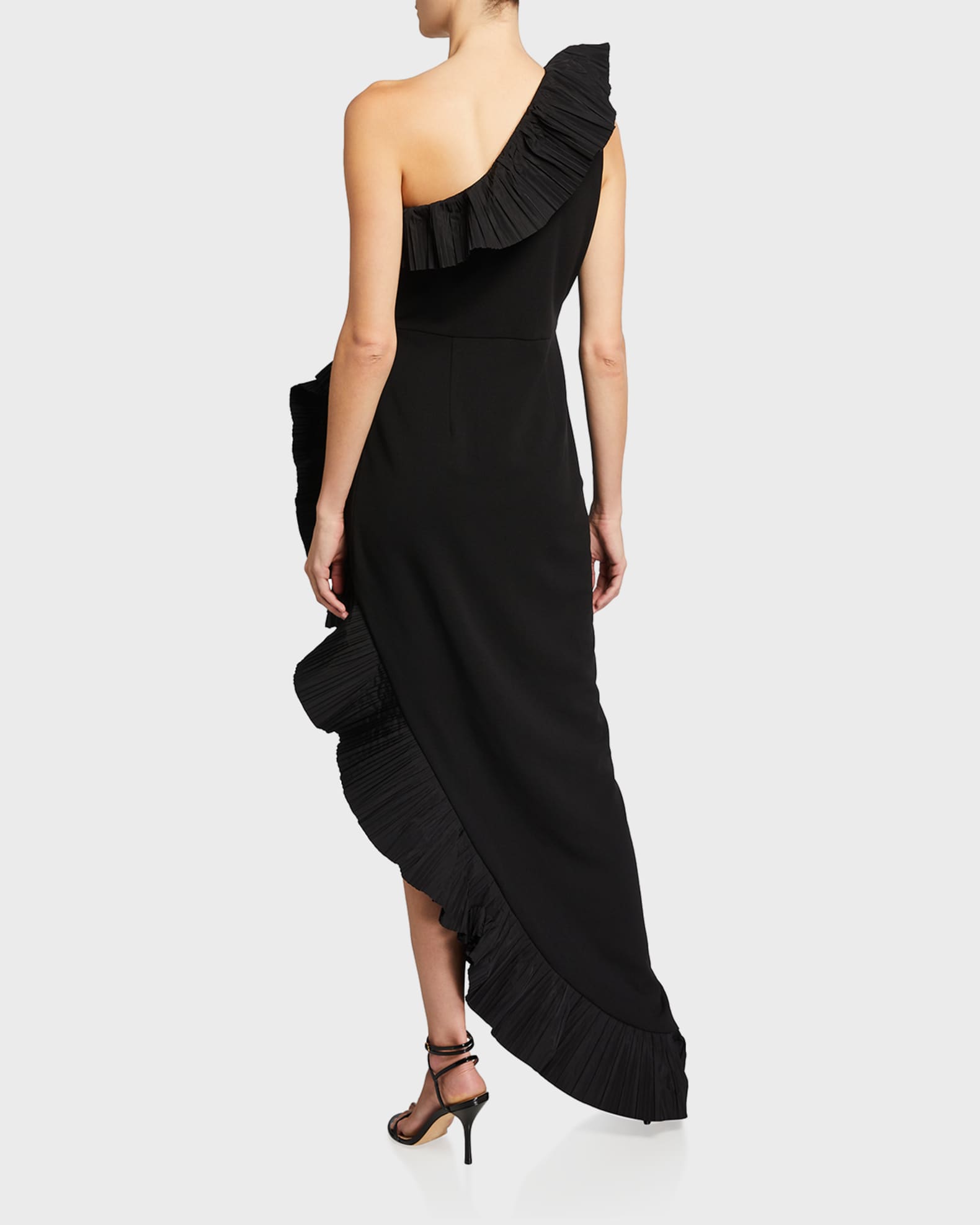 One33 Social One-Shoulder Gown with Pleated Ruffles | Neiman Marcus