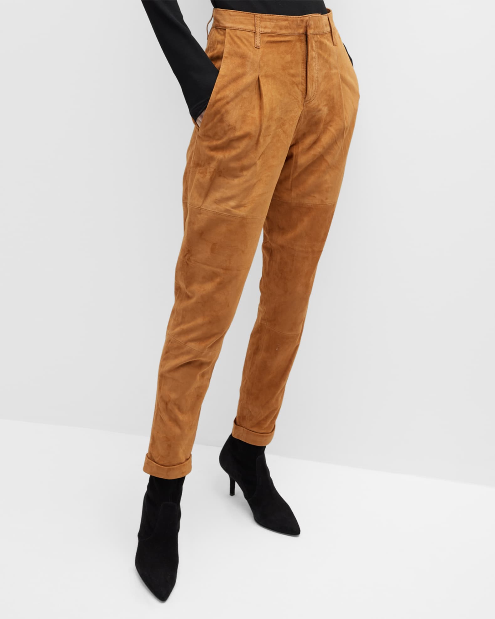 AS by DF Denise Upcycled Suede Trousers | Neiman Marcus