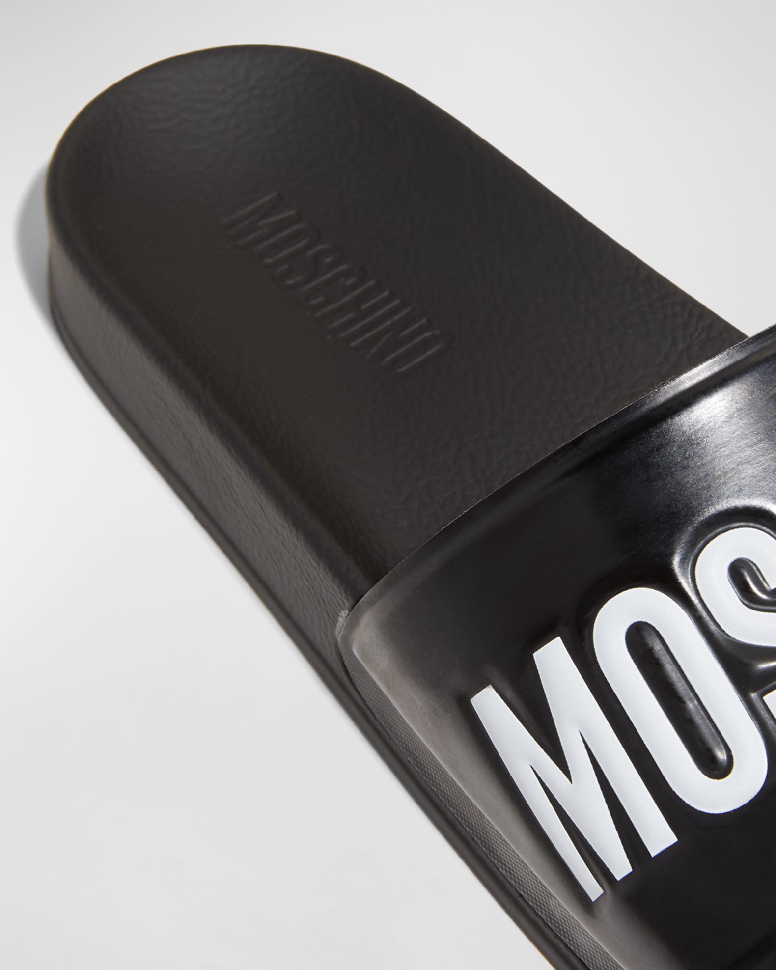 Moschino Men's Logo Rubber Pool Slides | Neiman Marcus