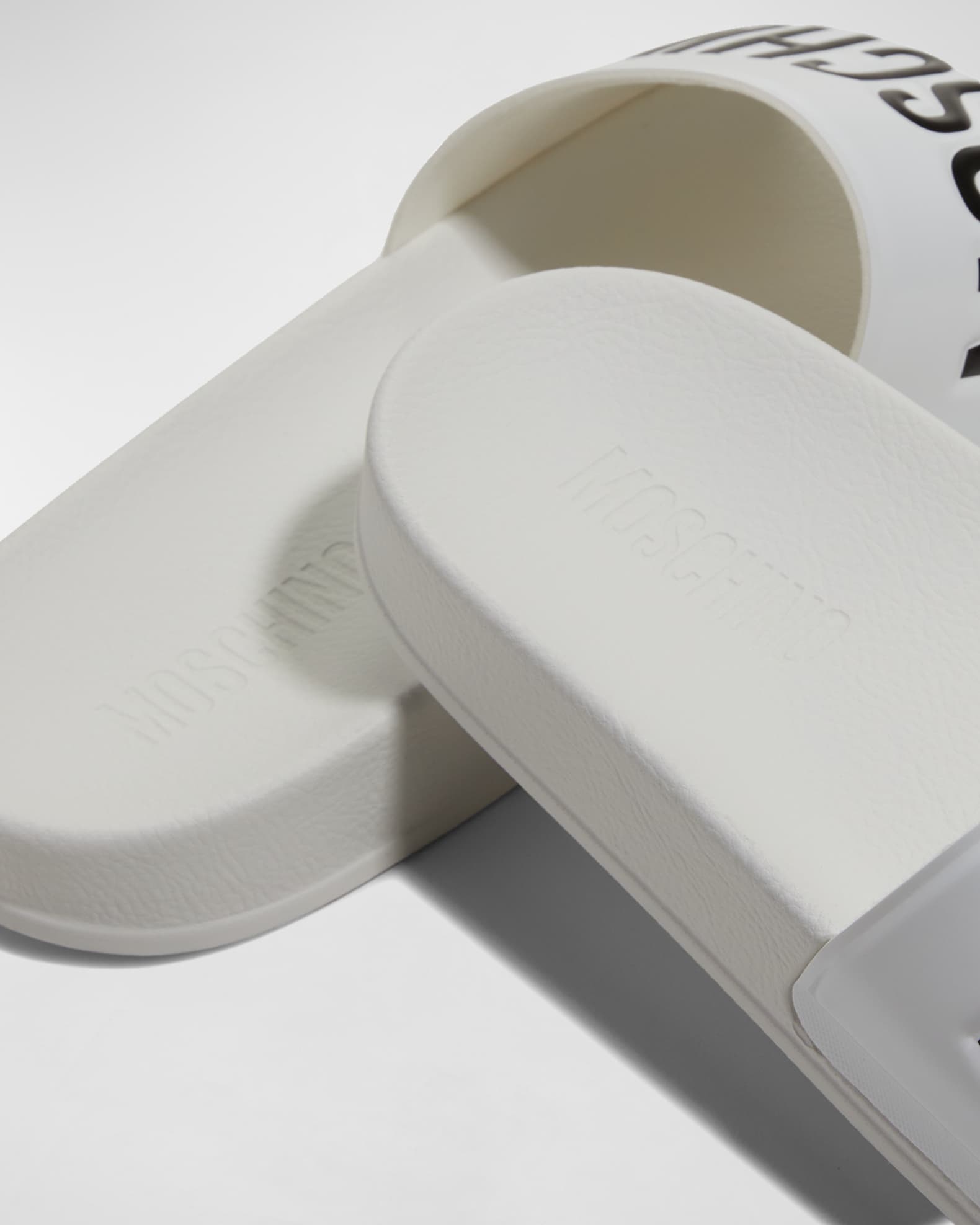 Moschino Men's Logo Rubber Pool Slides | Neiman Marcus