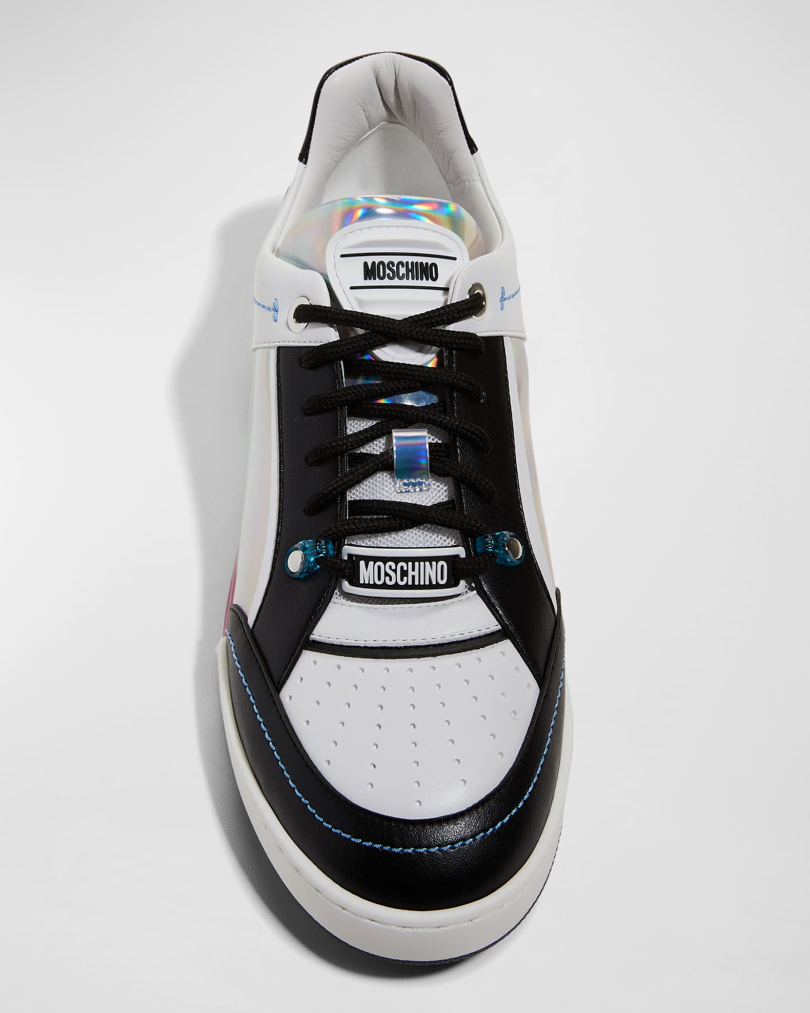 Moschino Men's Iridescent Colorblock Leather Low-Top Sneakers | Neiman ...