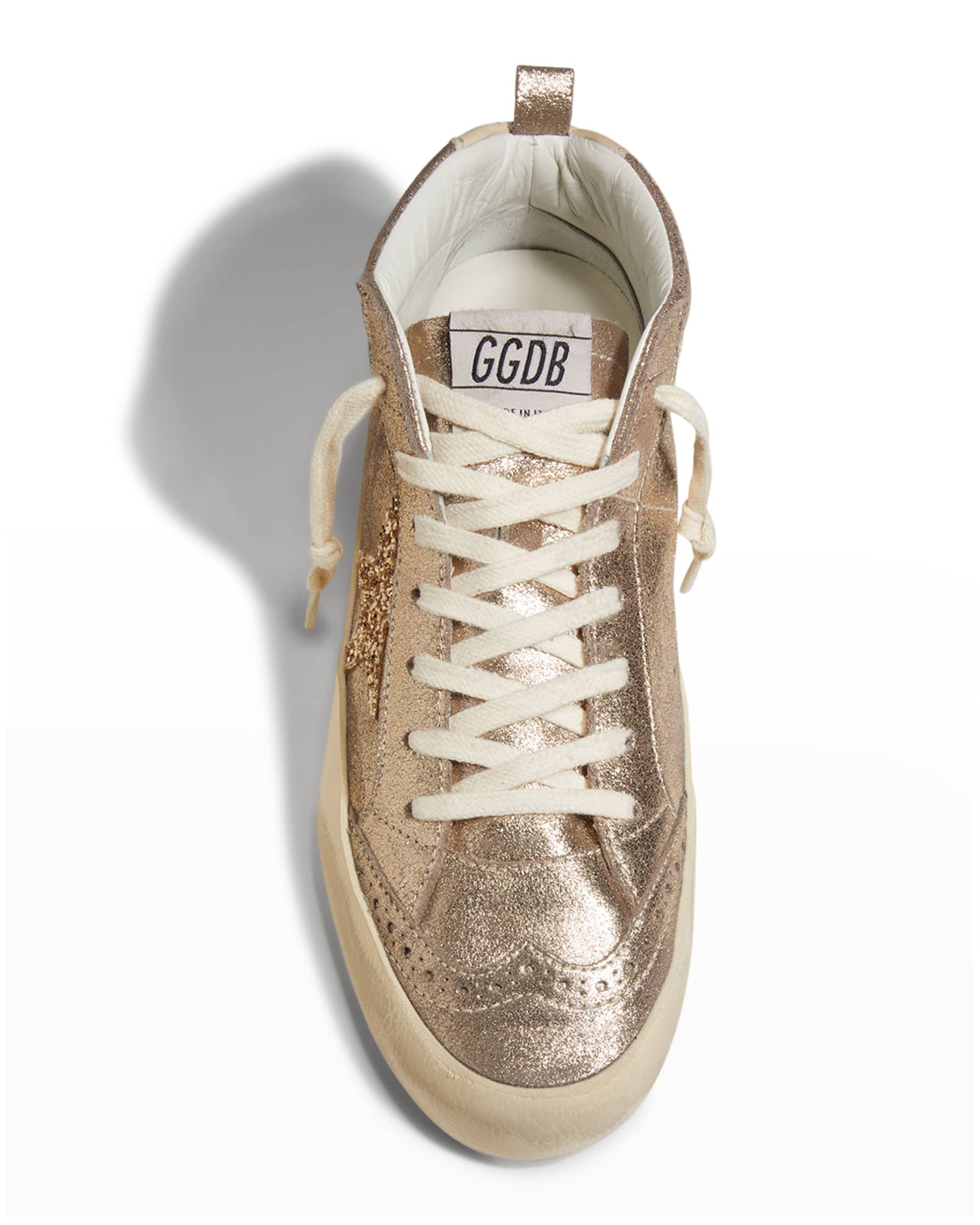 Golden Goose Mid Star Metallic Wing-Tip Sneakers | Neiman Marcus