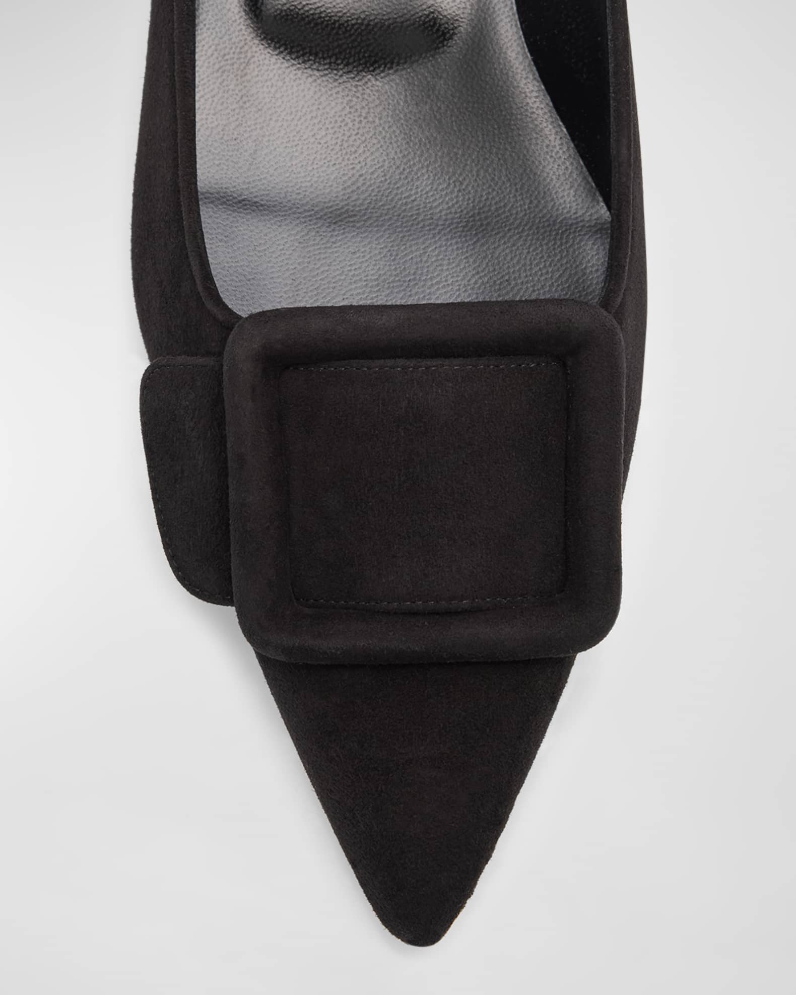 Manolo Blahnik Maysale Suede Buckle Ballerina Flats | Neiman Marcus