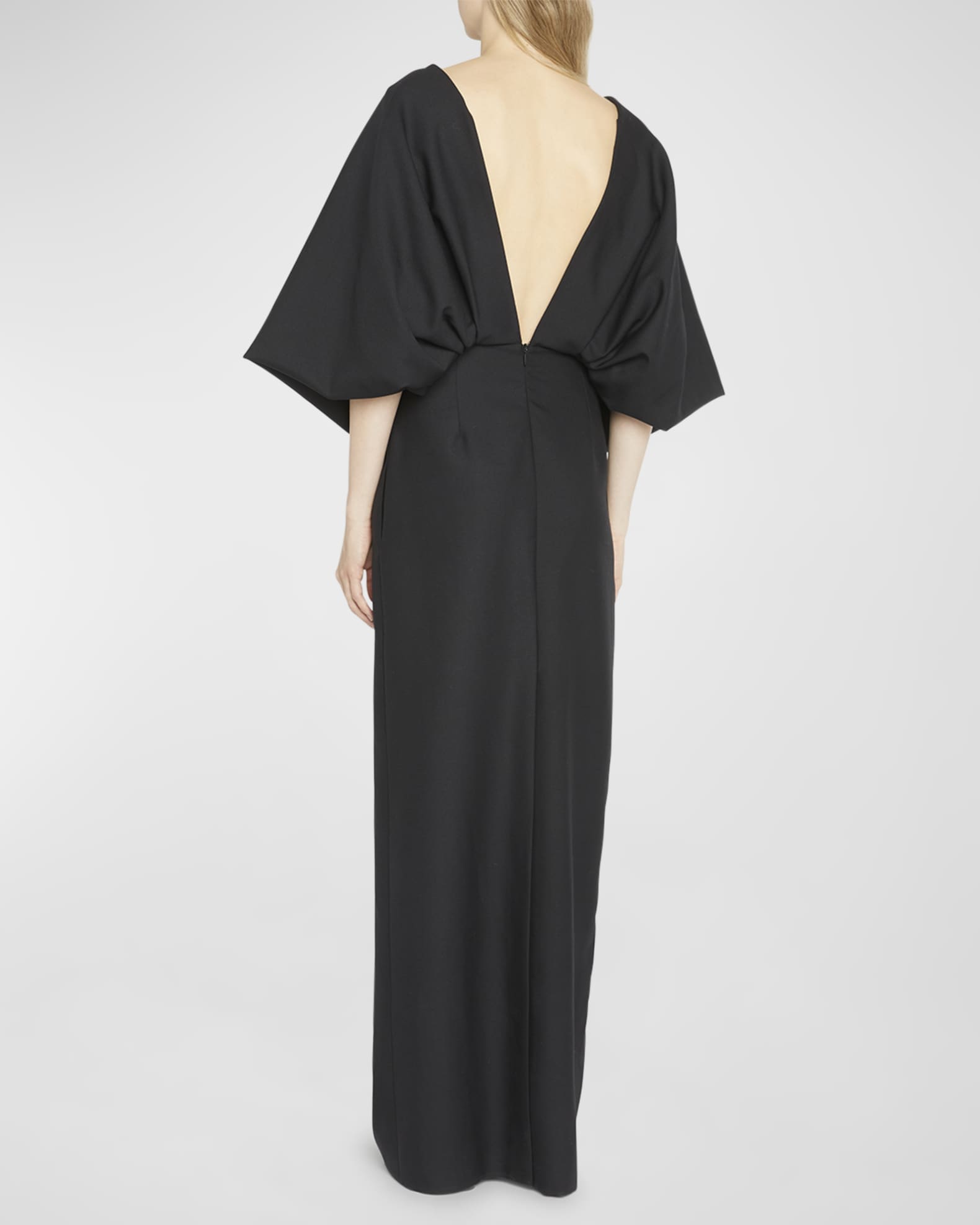 THE ROW Abinhav Gathered Wool Column Dress | Neiman Marcus