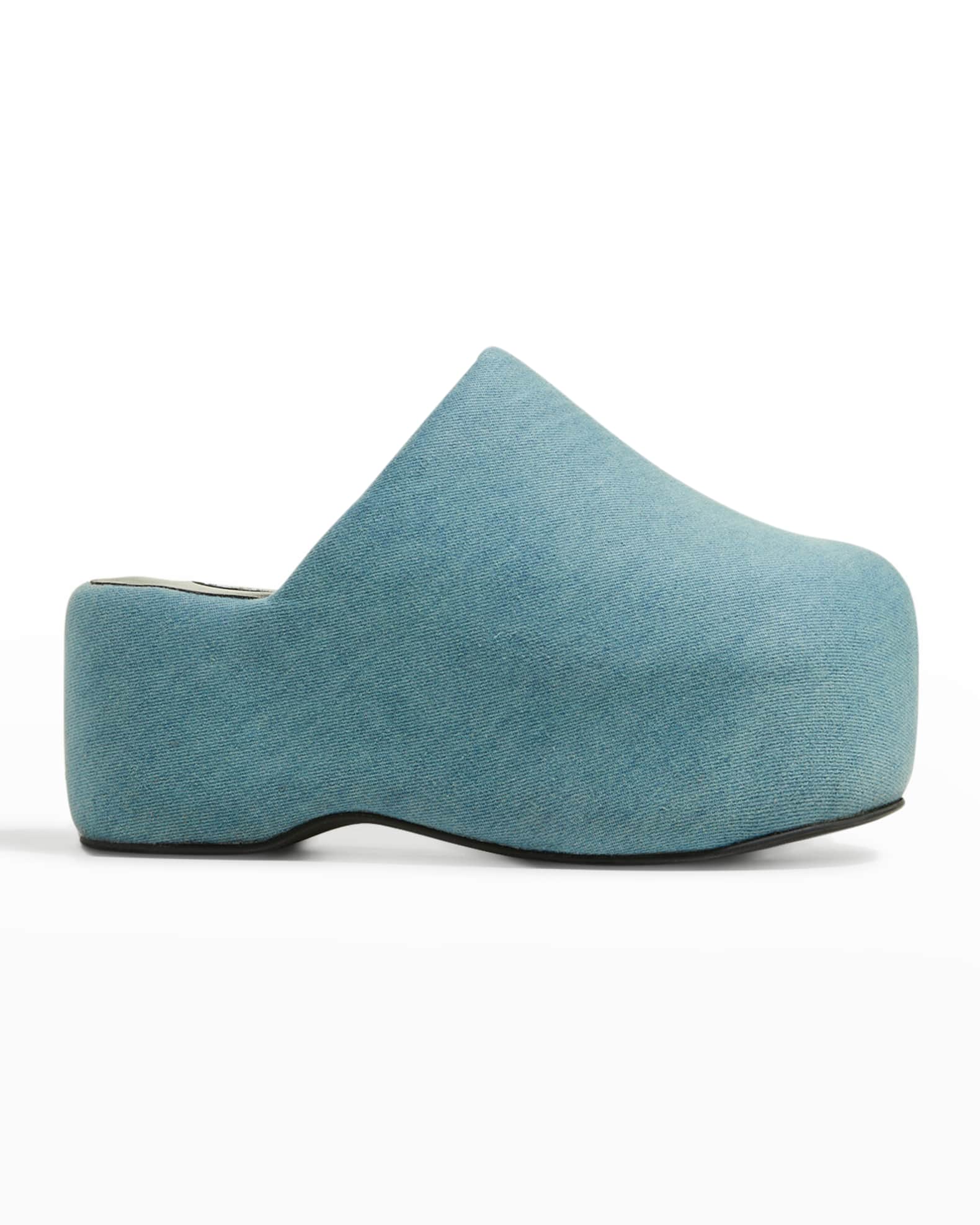 Simon Miller Bubble Denim Platform Slide Clogs | Neiman Marcus