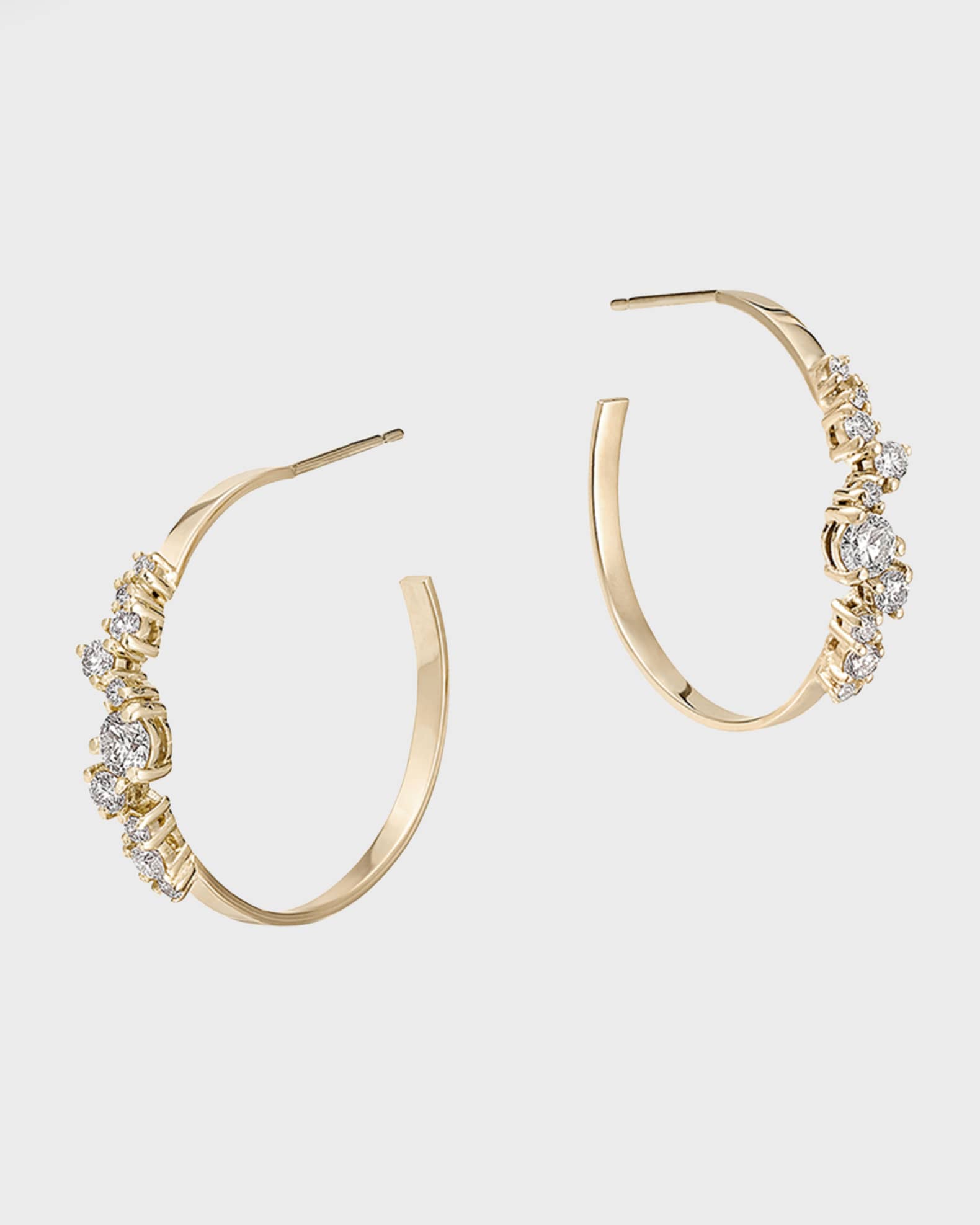 LANA Flat Diamond Cluster Solo Hoop Earrings, 22mm | Neiman Marcus