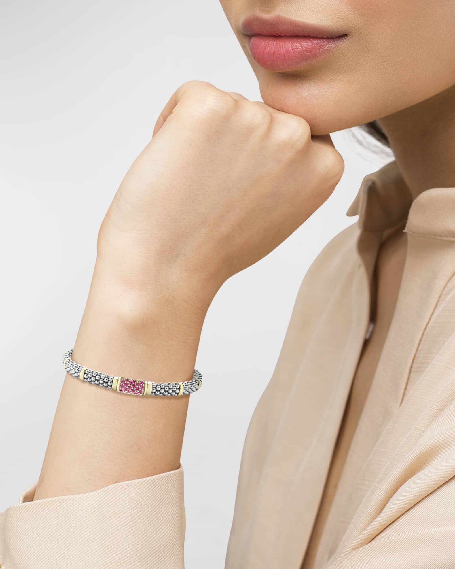 LAGOS 18K Gold Stations on Sterling Silver Caviar Bead Bracelet with ...