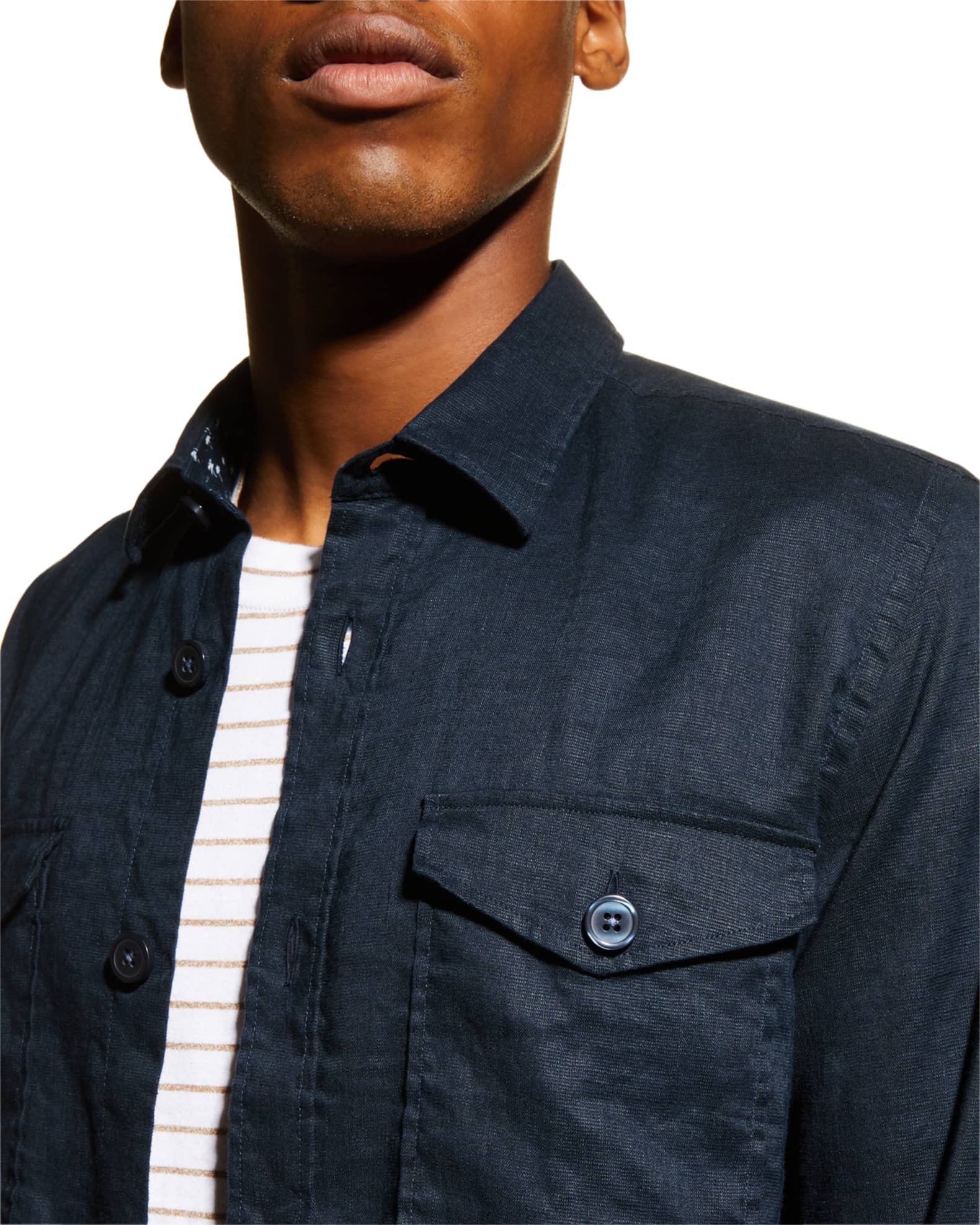 BOSS Men's 2-Pocket Linen Shirt Jacket | Neiman Marcus