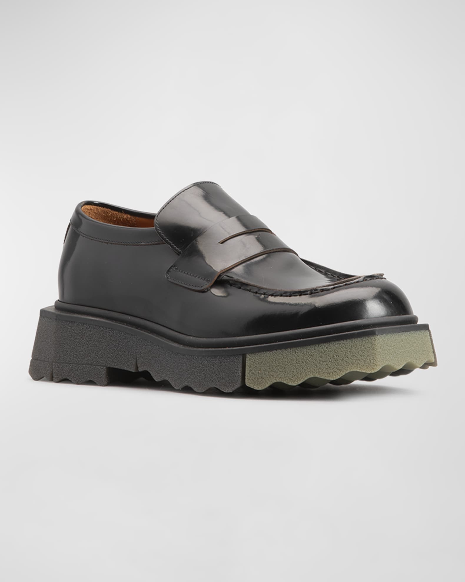 Off-White Men's Sponge Sole Leather Penny Loafers | Neiman Marcus