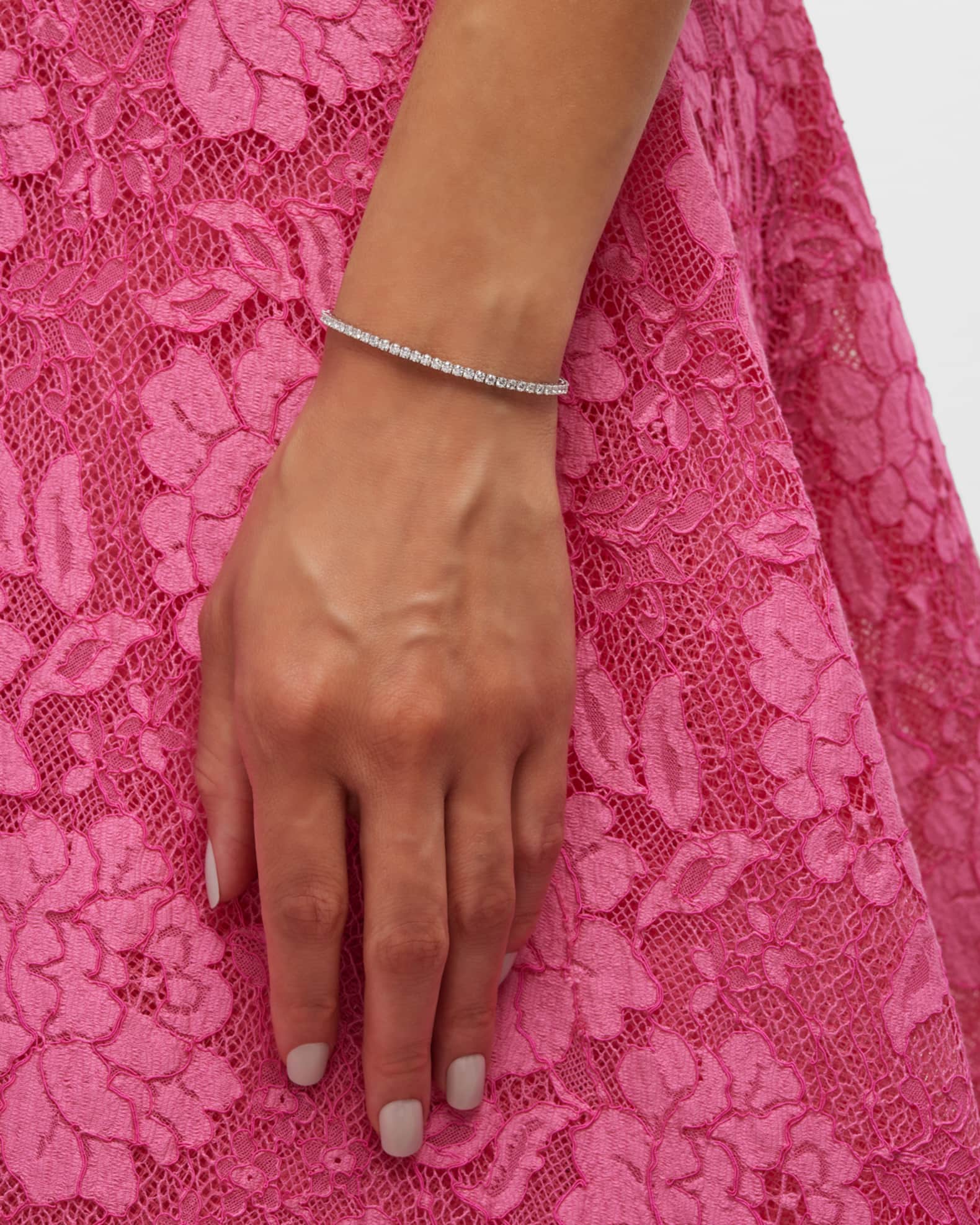 Neiman Marcus Diamonds 18K White Gold Diamond Tennis Bracelet, 2.95tcw ...