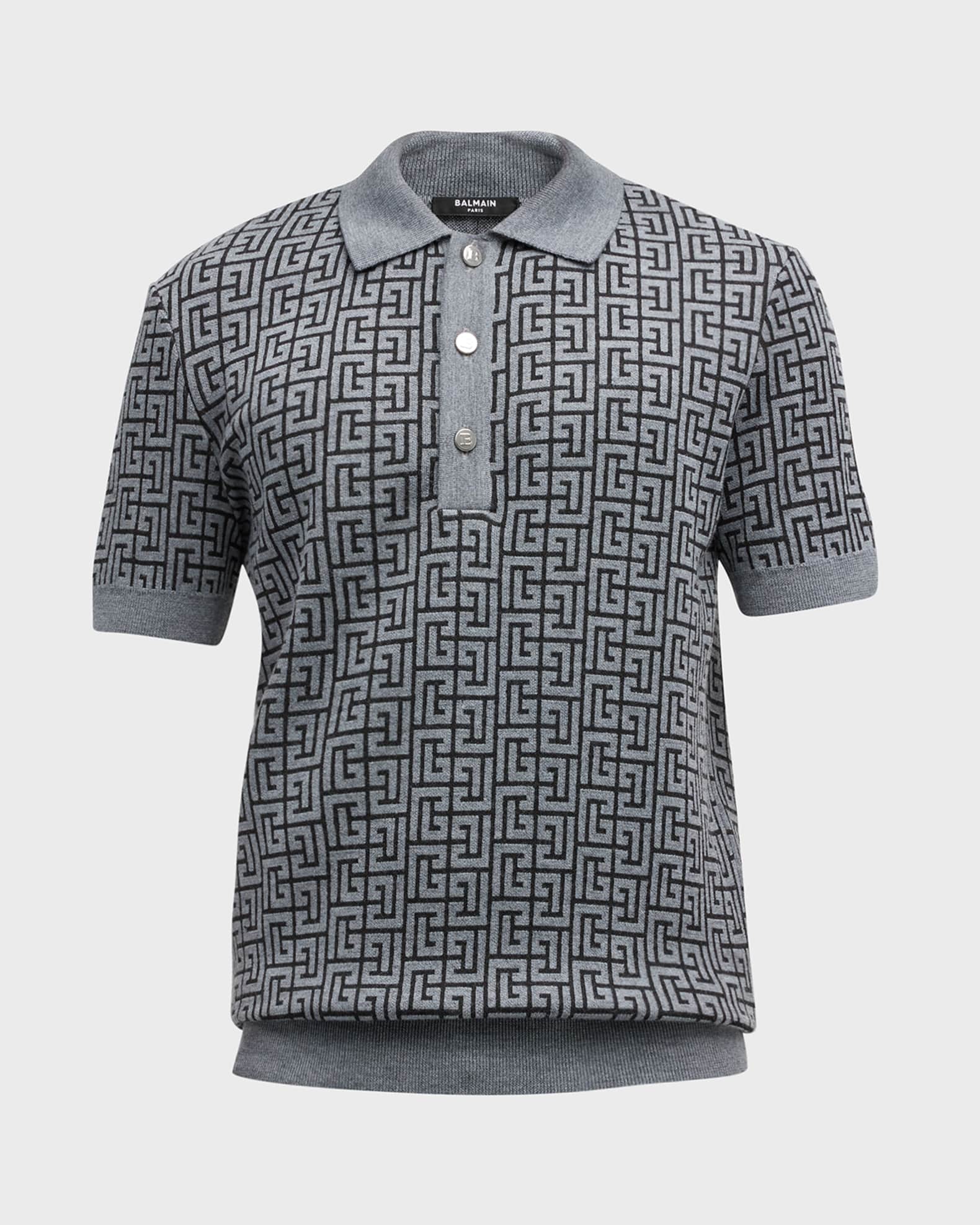 Balmain Men's Monogram Polo Shirt | Neiman Marcus