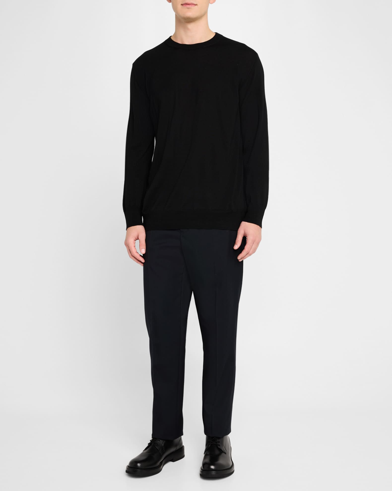 Jil Sander Men's Crew-Neck Lightweight Wool Sweater | Neiman Marcus