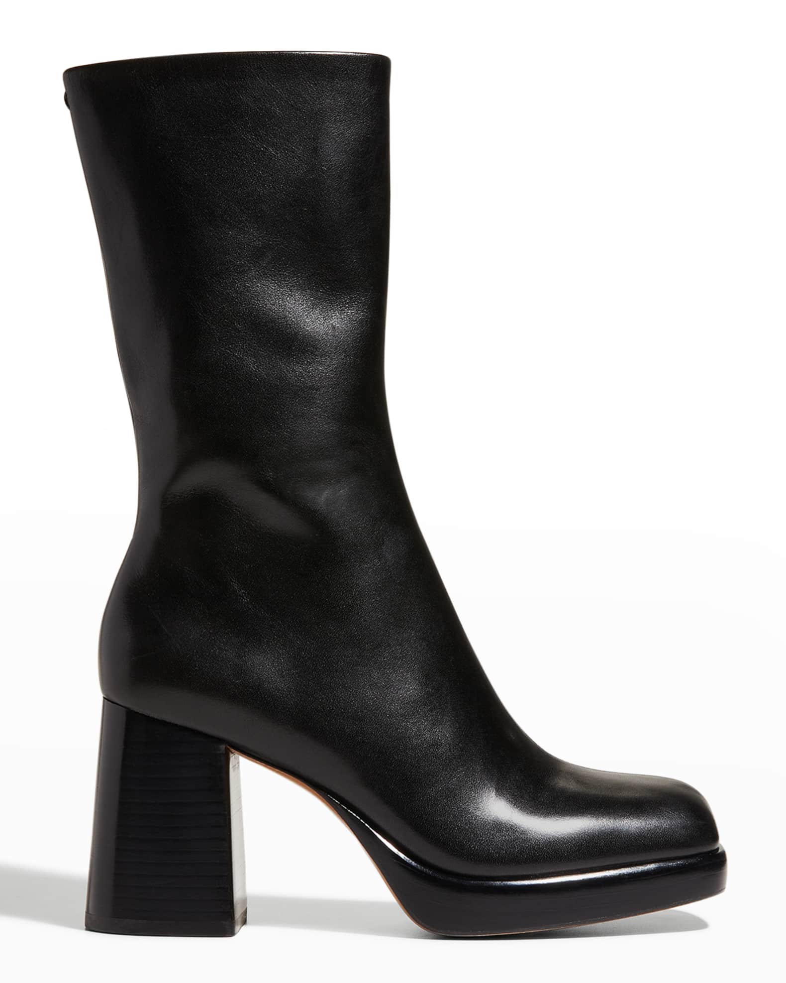 Rag & Bone Matrix Leather Zip Mid Boots | Neiman Marcus