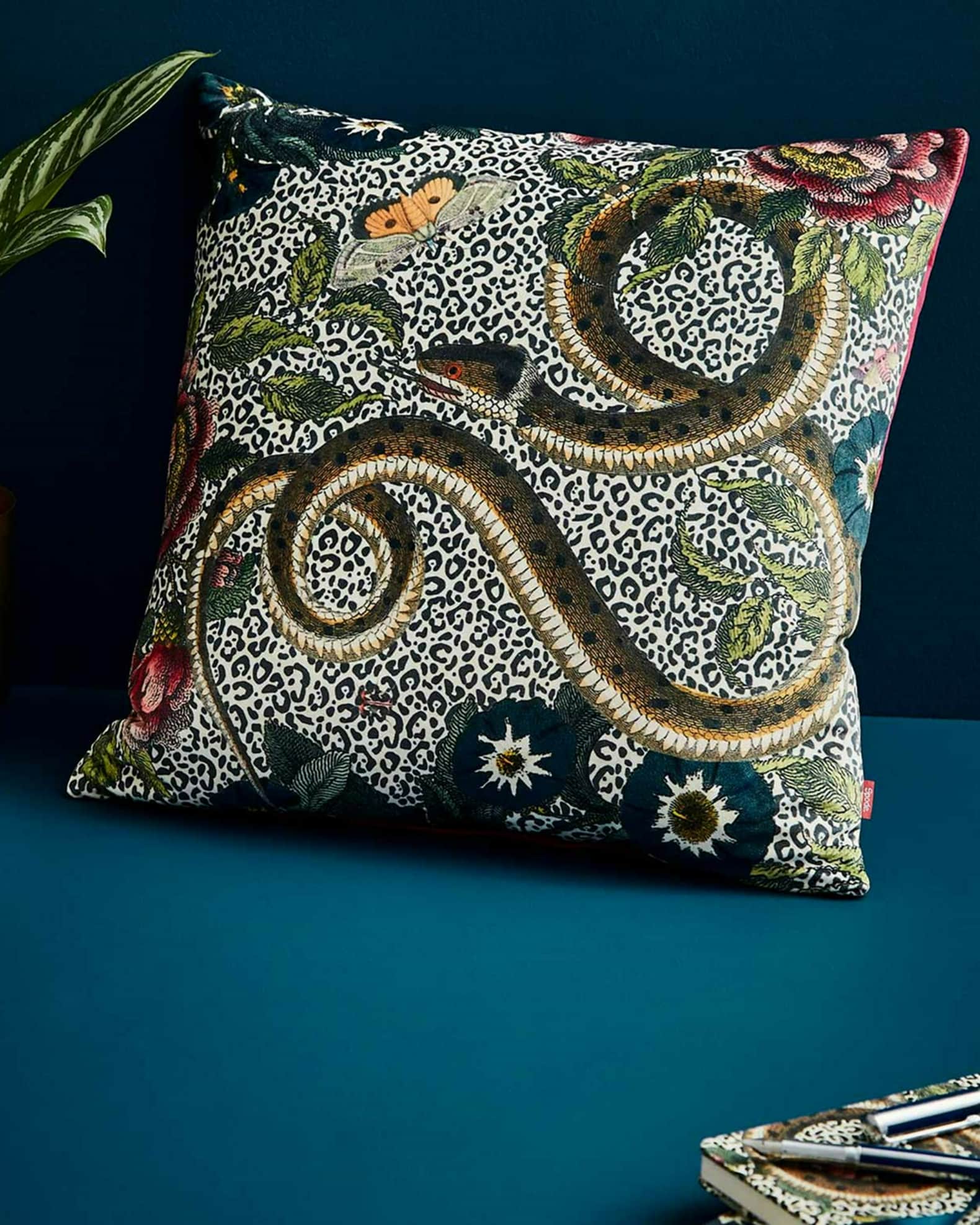 Spode Creatures of Curiosity Animal Print Velvet Pillow | Neiman Marcus