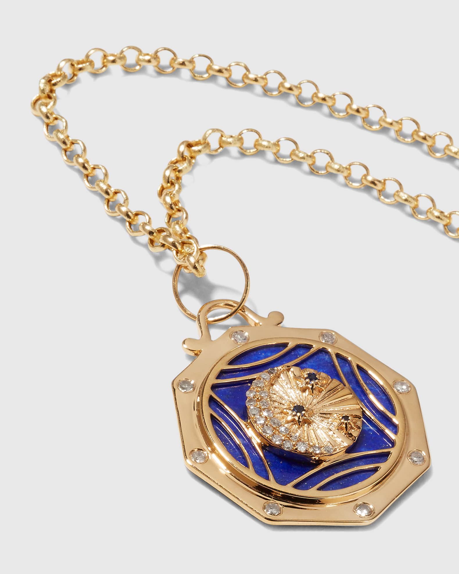 Kastel Jewelry 14K Gold Lapis, Sapphire & Diamond Celestine Pendant ...