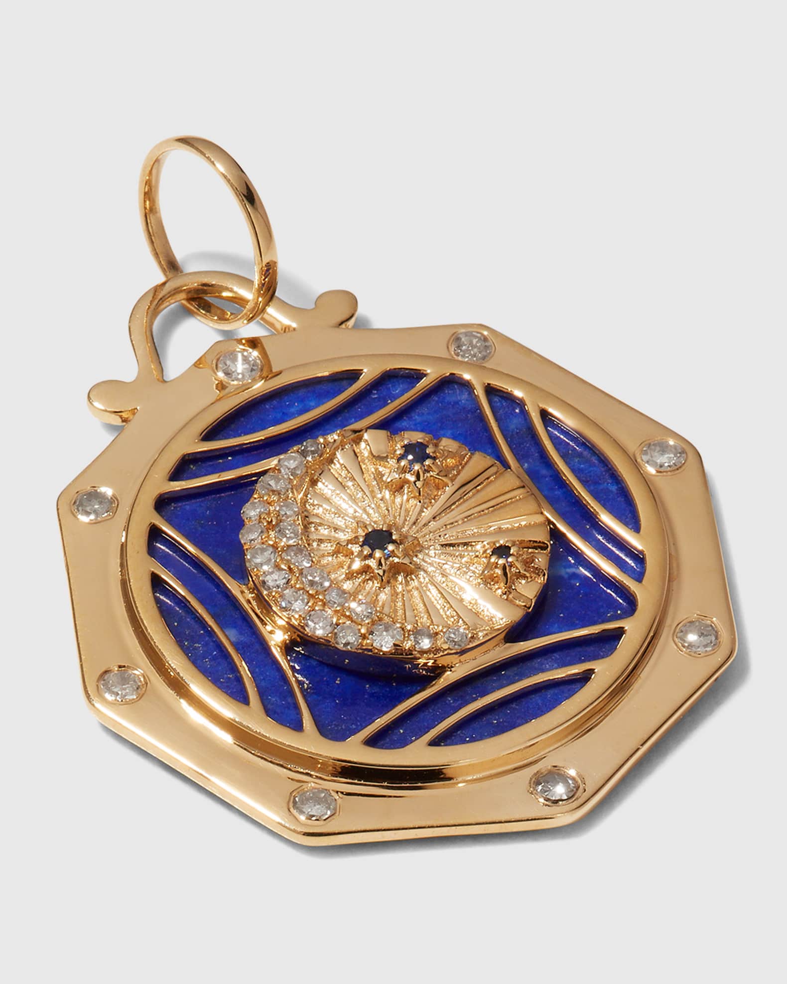 Kastel Jewelry 14K Gold Lapis, Sapphire & Diamond Celestine Pendant ...
