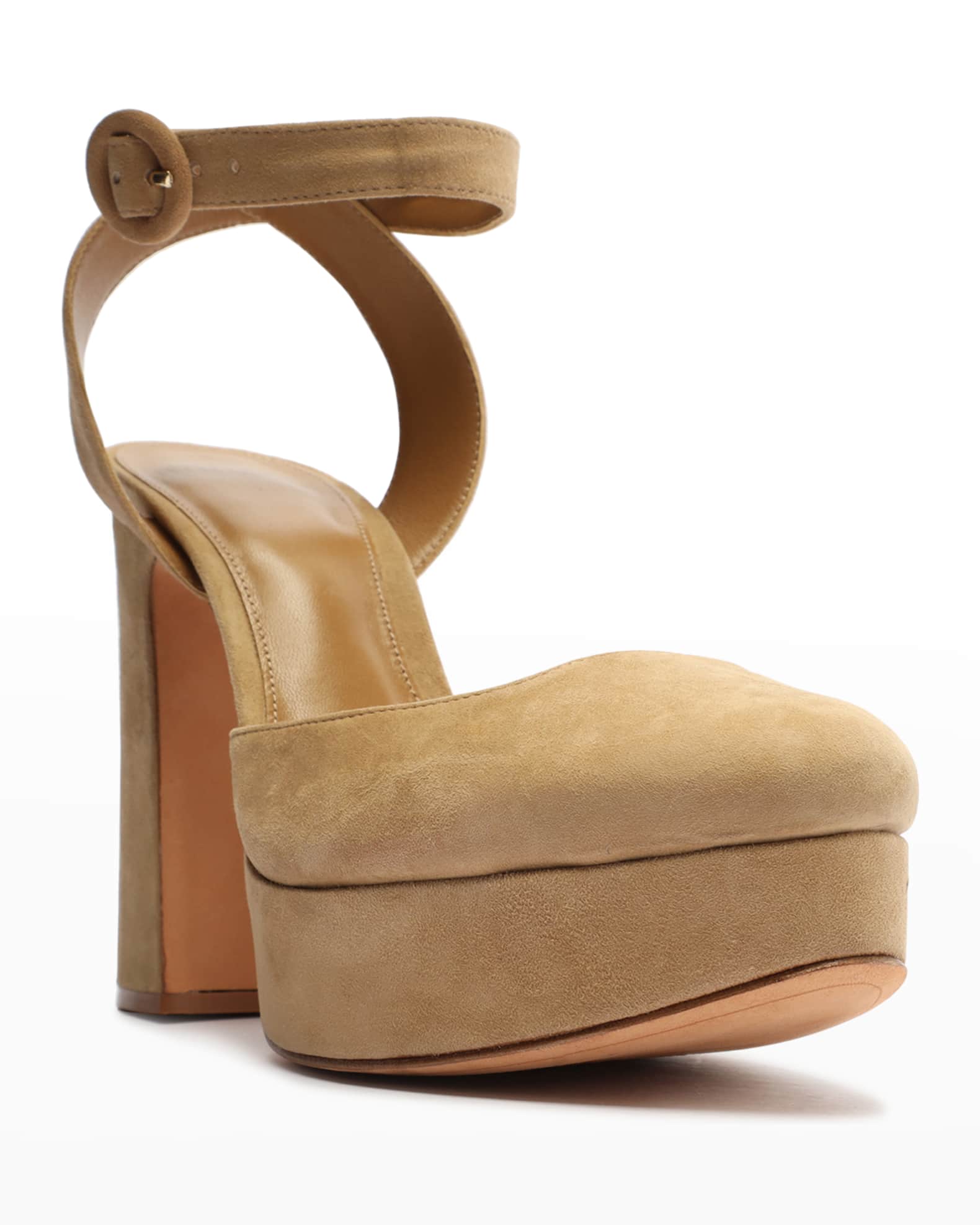 Alexandre Birman Vita Suede Ankle-Strap Platform Pumps | Neiman Marcus