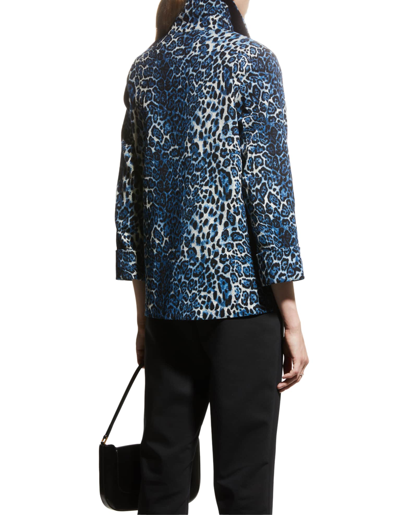 Caroline Rose Leopard Jacquard Open-Front Jacket | Neiman Marcus
