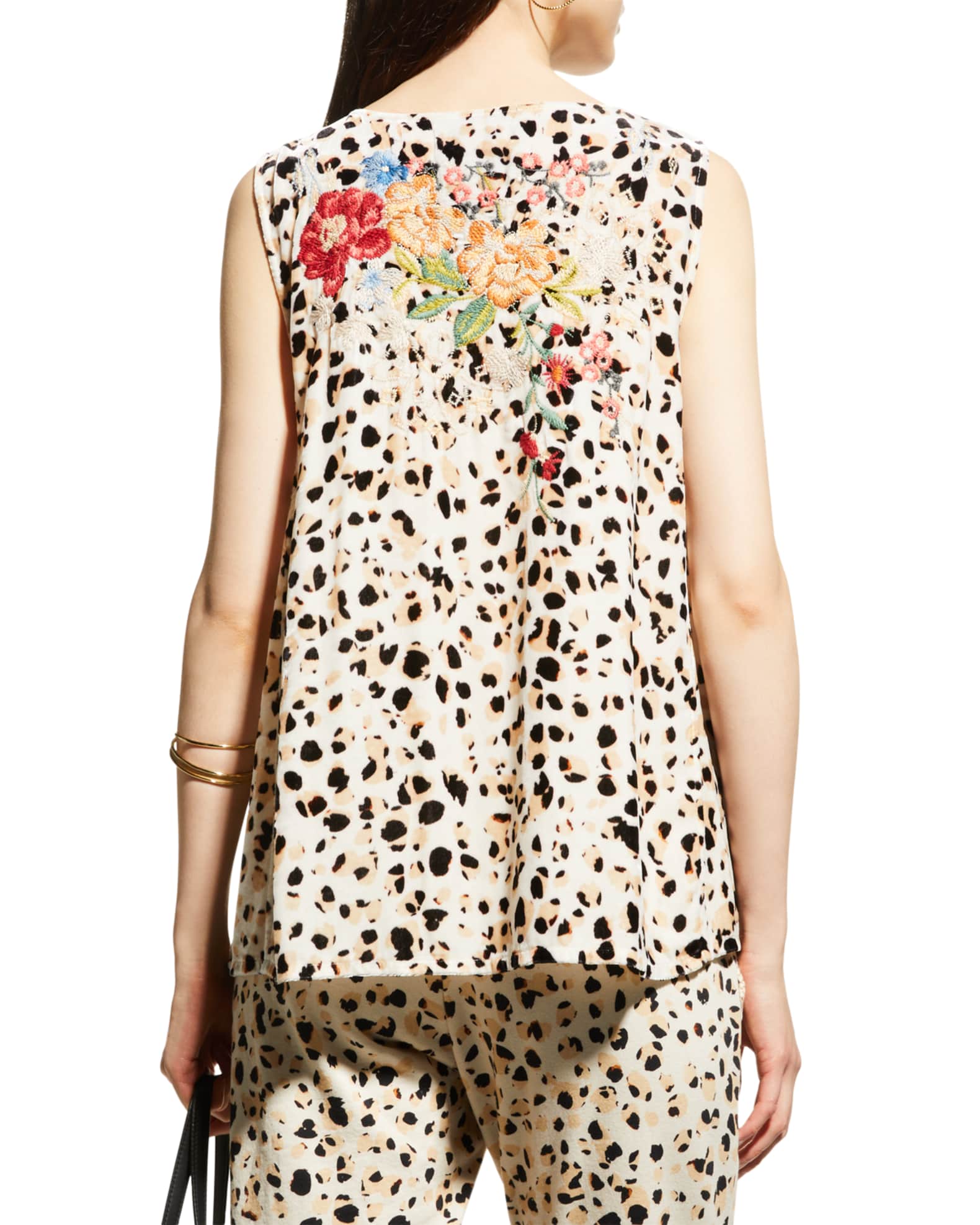 Johnny Was Josephine Embroidered Velvet Swing Tank | Neiman Marcus