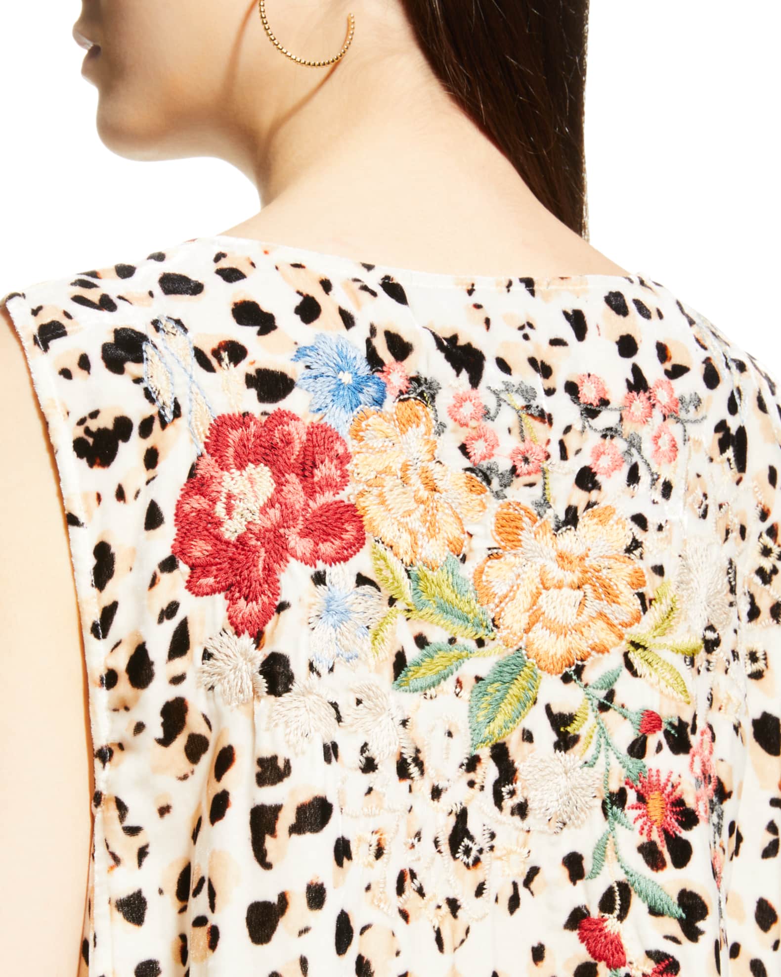 Johnny Was Josephine Embroidered Velvet Swing Tank | Neiman Marcus