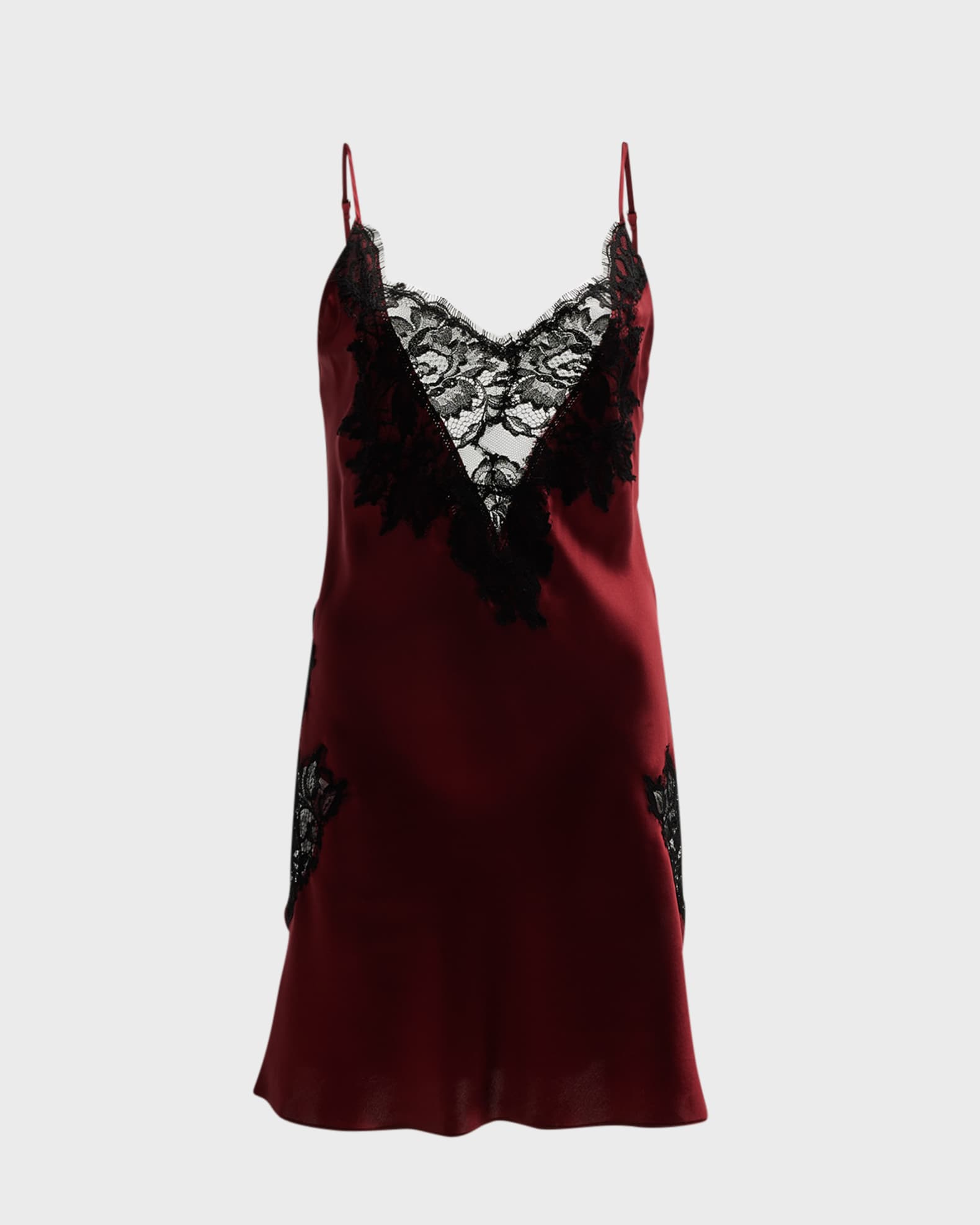 Christine Lingerie Diva Lace-Trim Charmeuse Chemise | Neiman Marcus