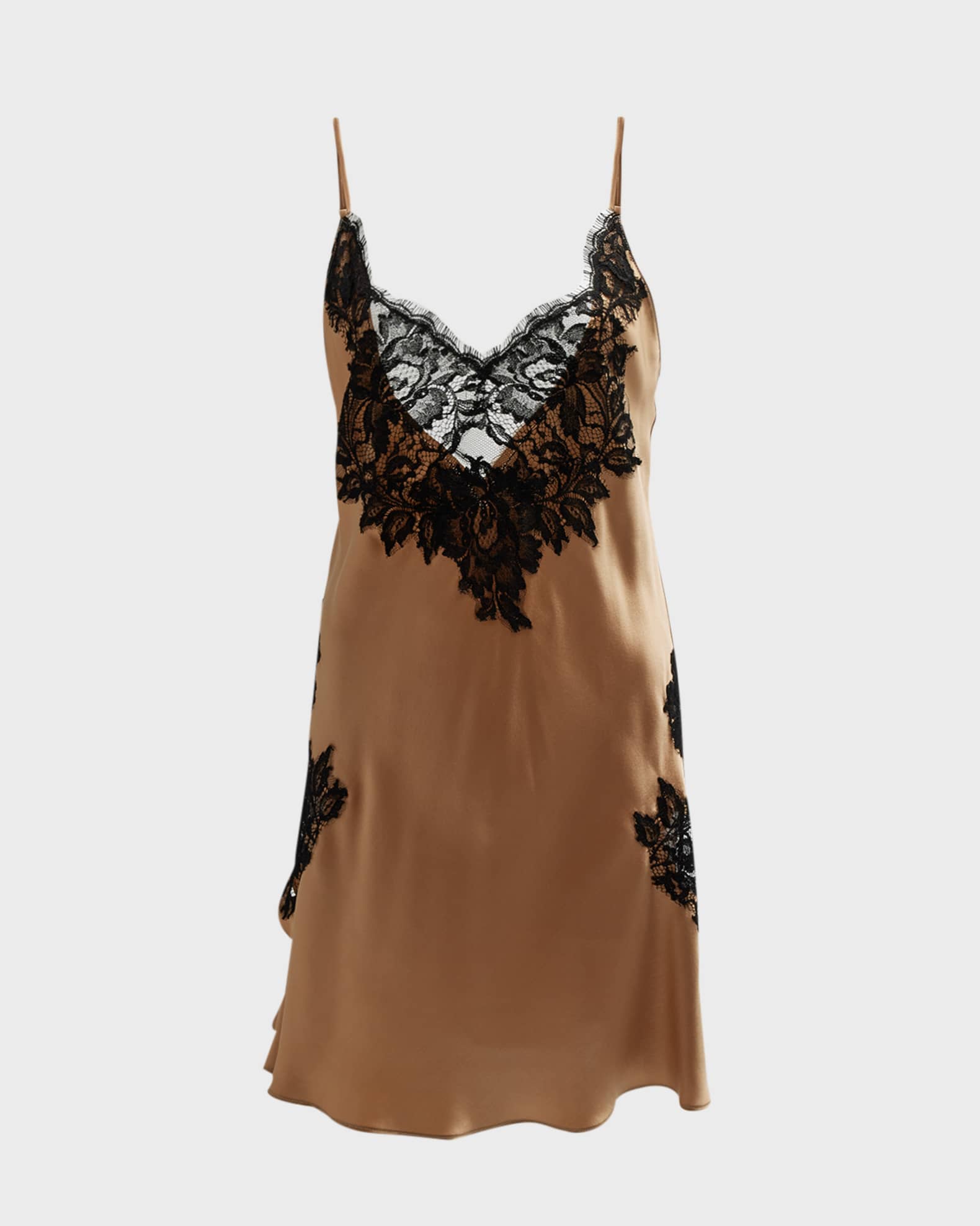 Christine Lingerie Diva Lace-Trim Charmeuse Chemise | Neiman Marcus