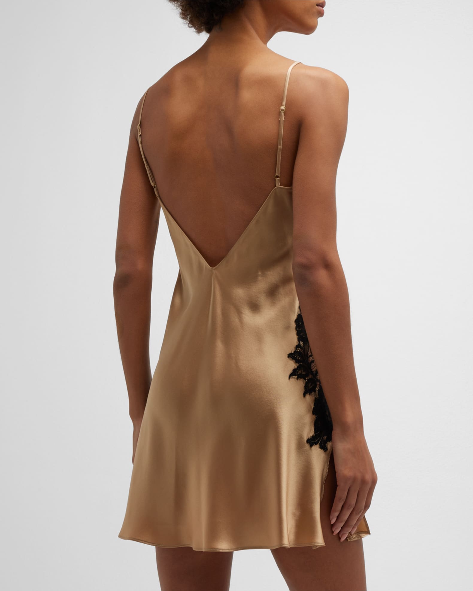 Christine Lingerie Diva Lace-Trim Charmeuse Chemise | Neiman Marcus