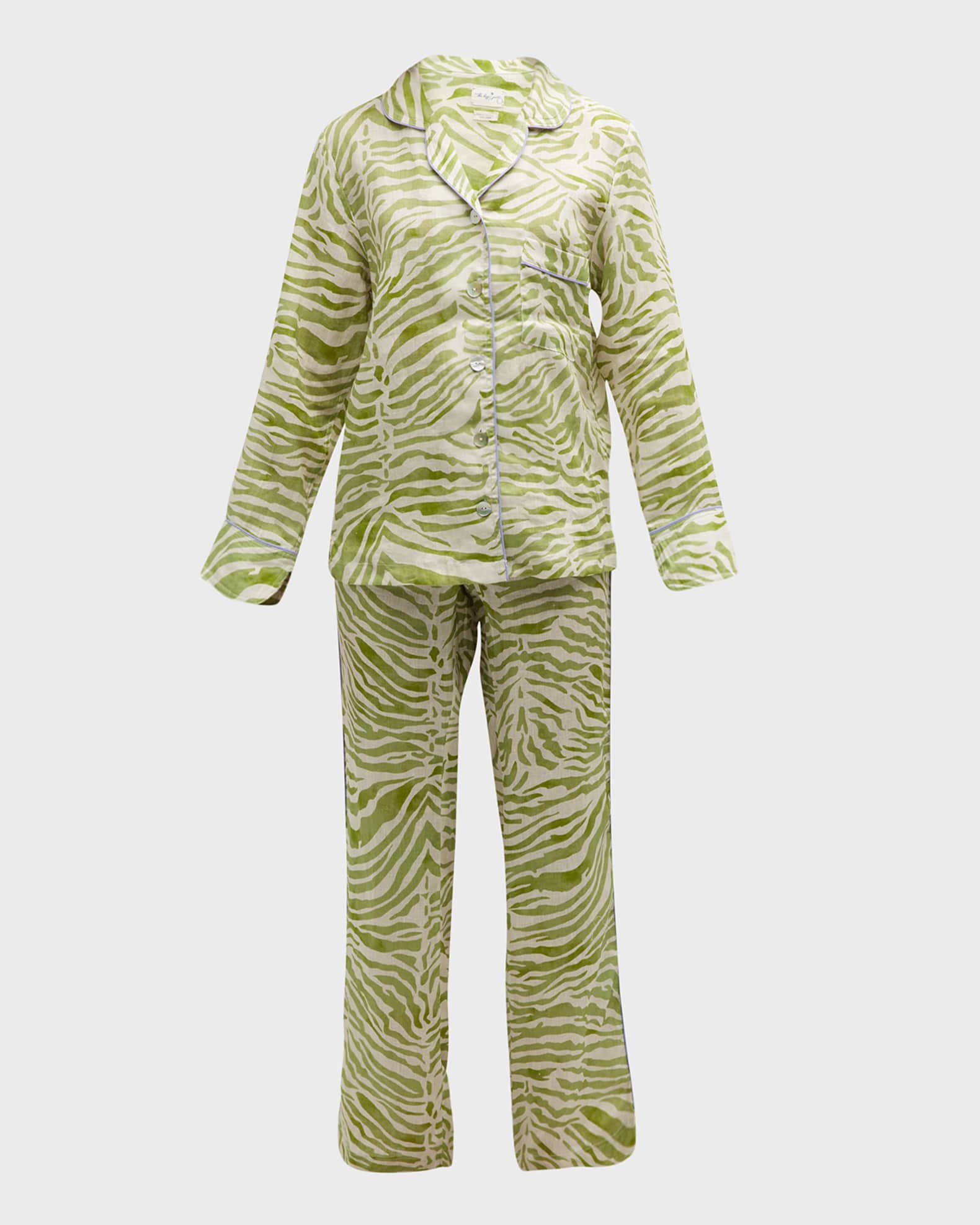 The Lazy Poet Emma Zebra-Print Poplin Pajama Set | Neiman Marcus